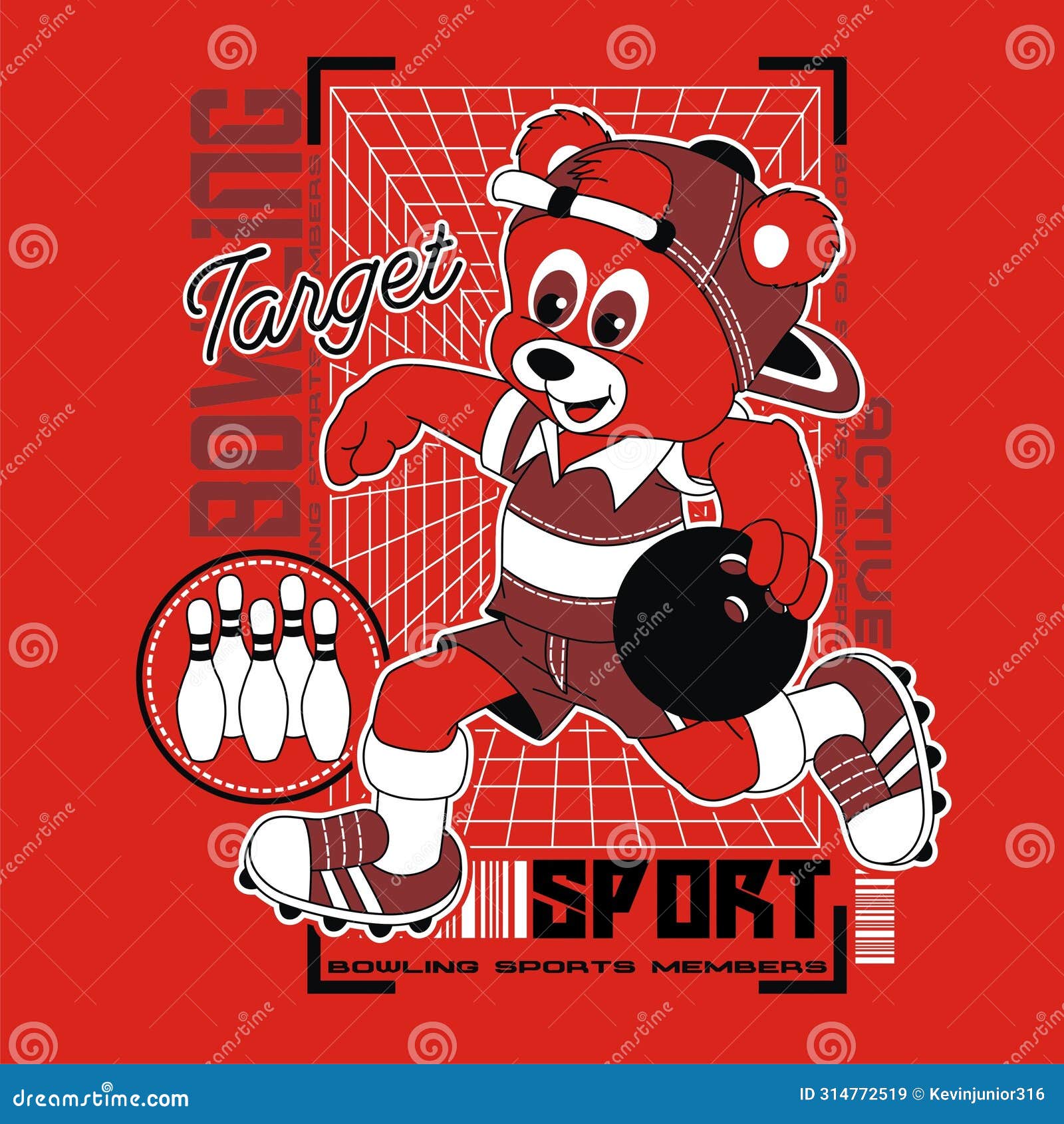 Cartoon Bear Playing Bowling Ball, Vector Illustration Stock Vector ...