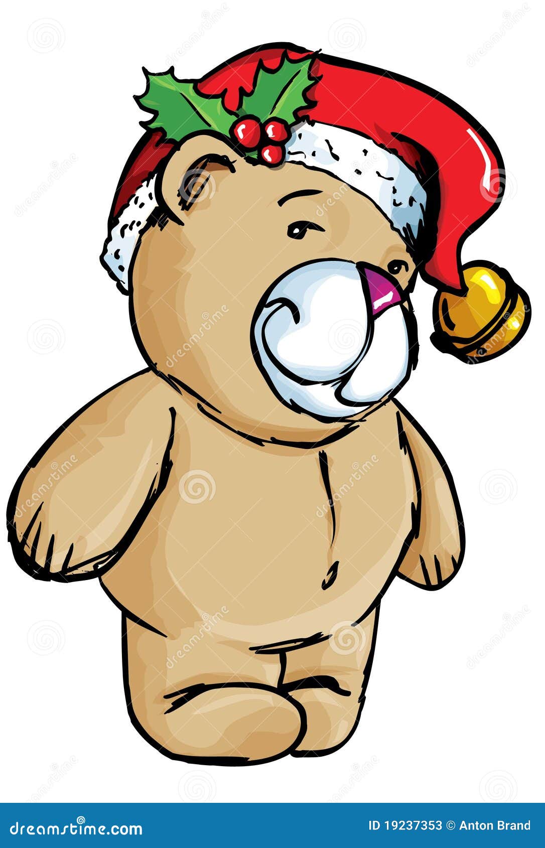 Cartoon Bear with Santa Hat Stock Vector - Illustration of decoration ...