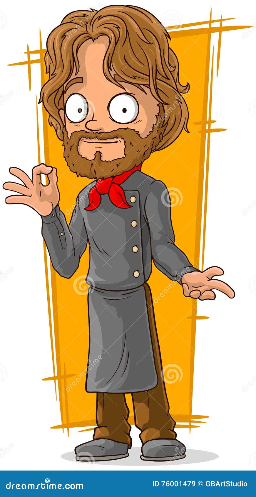 Cartoon Bearded Chef in Black Clothing Stock Vector - Illustration of ...