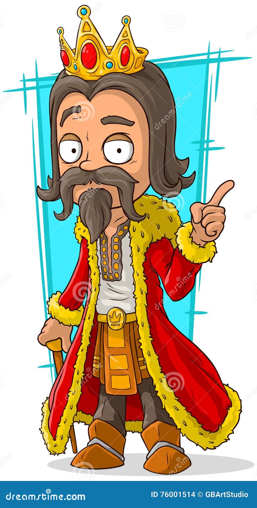 Cartoon Bearded King with Gold Crown Stock Vector - Illustration of ...