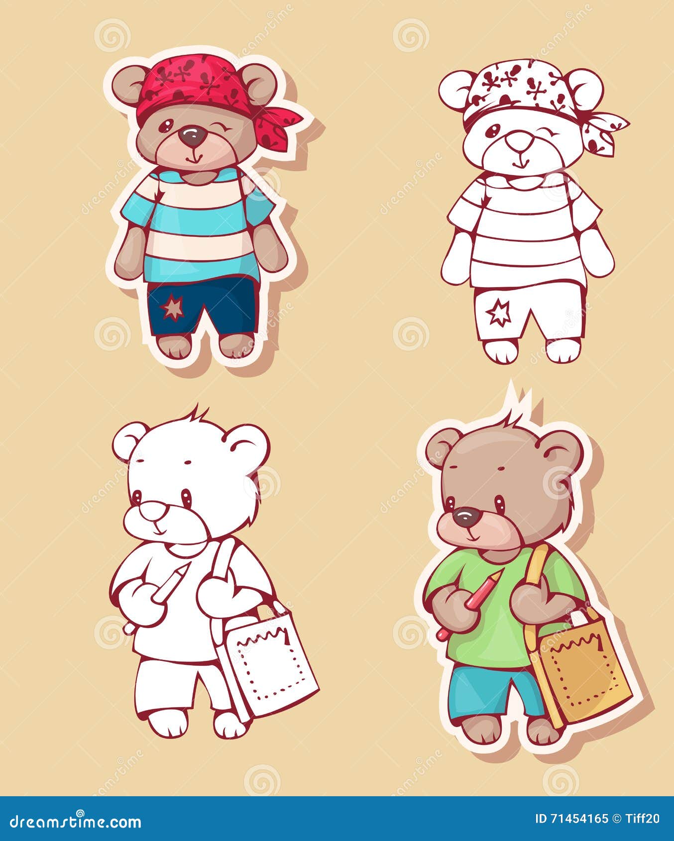 Cartoon bears stock vector. Illustration of drawing, coloring - 71454165