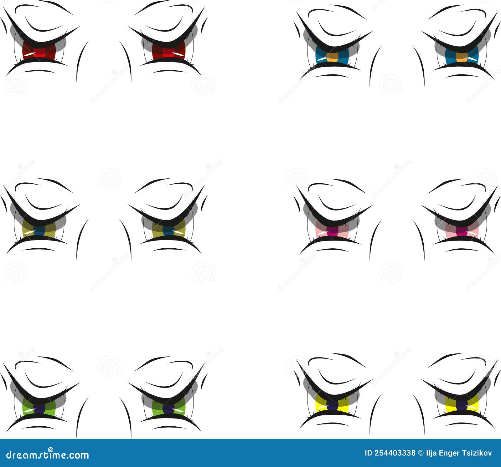 Cartoon Beautiful Eyes Vector Set. Angry Eyes of Devil. Stock Vector ...