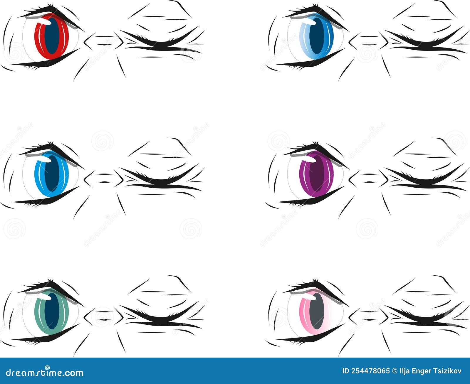 Cartoon Beautiful Eyes Vector Set. Angry Eyes of Devil. Stock Vector ...