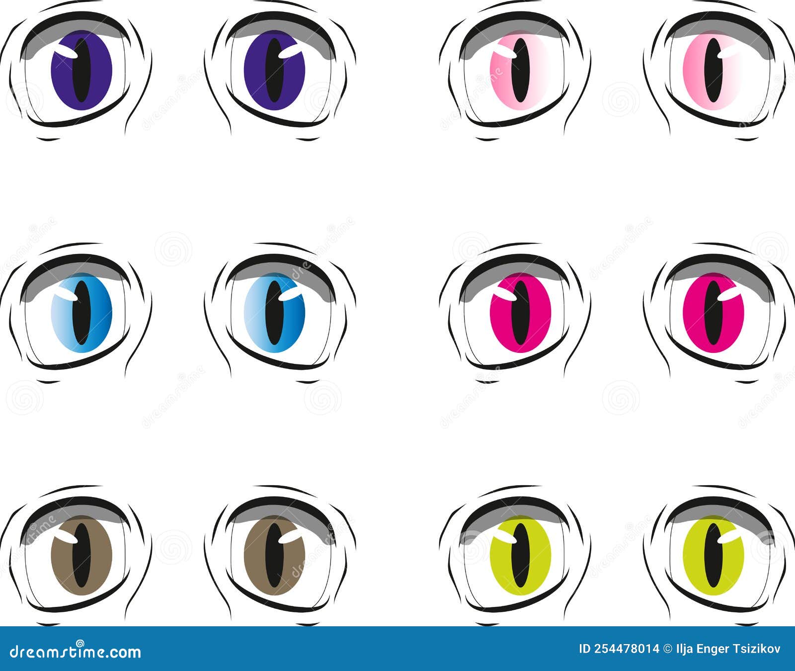 Cartoon Beautiful Eyes Vector Set. Wondering Emotion Eyes. Stock Vector ...