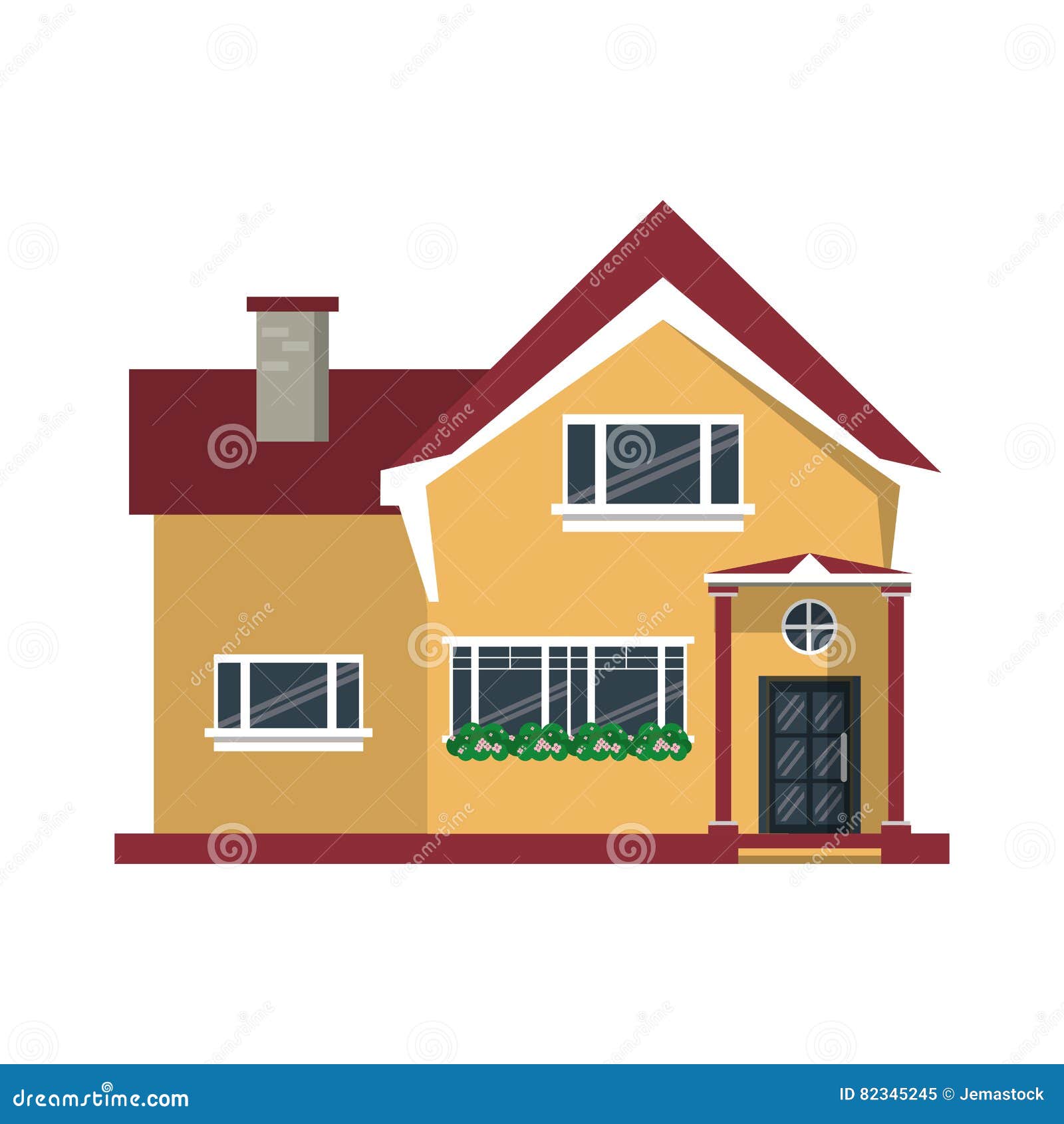 Box With Flowers On The Window, Brick Wall With White Window, Vector ...