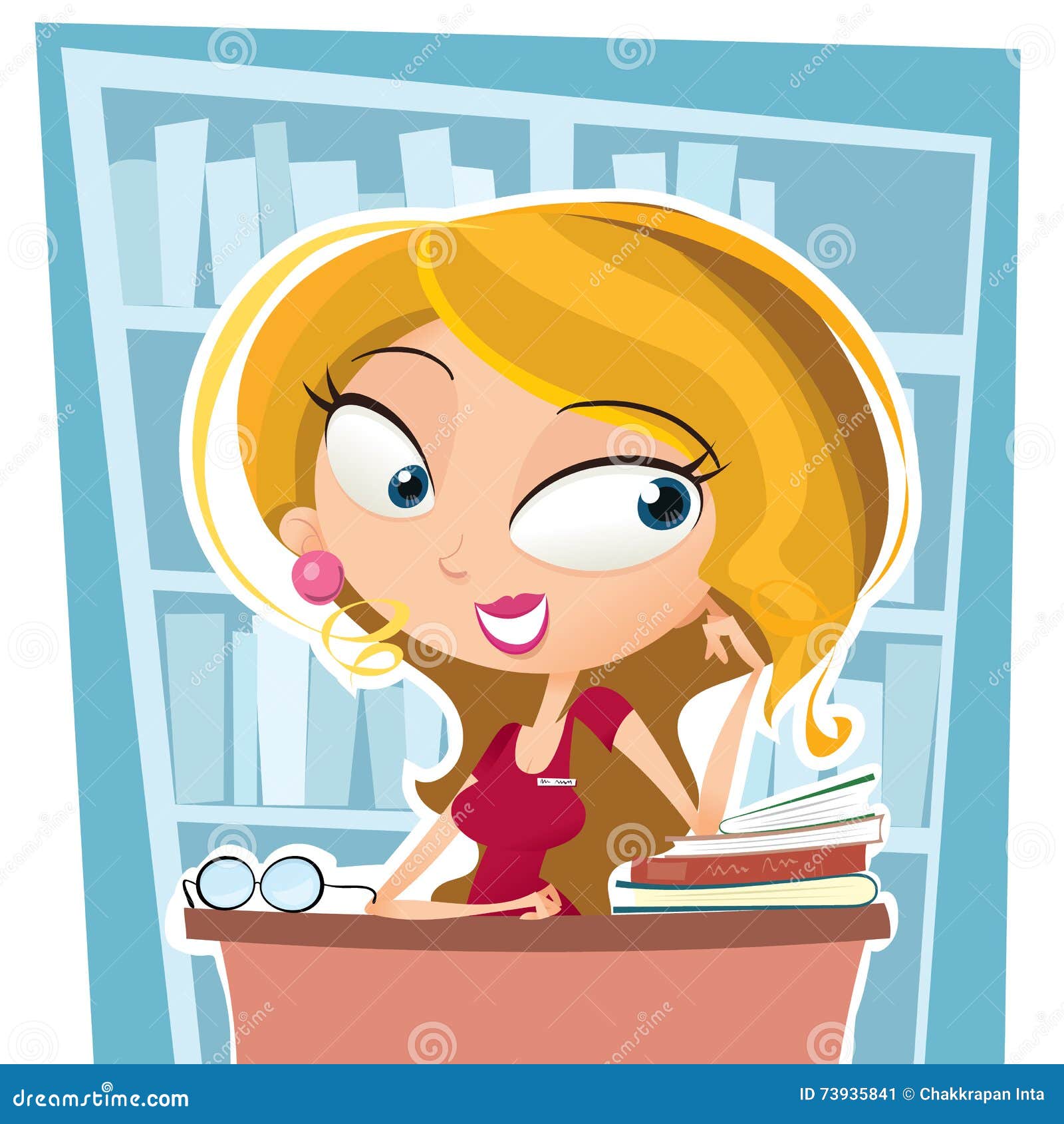 Cartoon Beautiful Librarian Stock Vector - Illustration of librarian ...