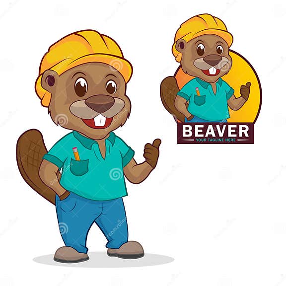 Cartoon Beaver Builder. Logo and Illustration Beaver Stock Vector ...