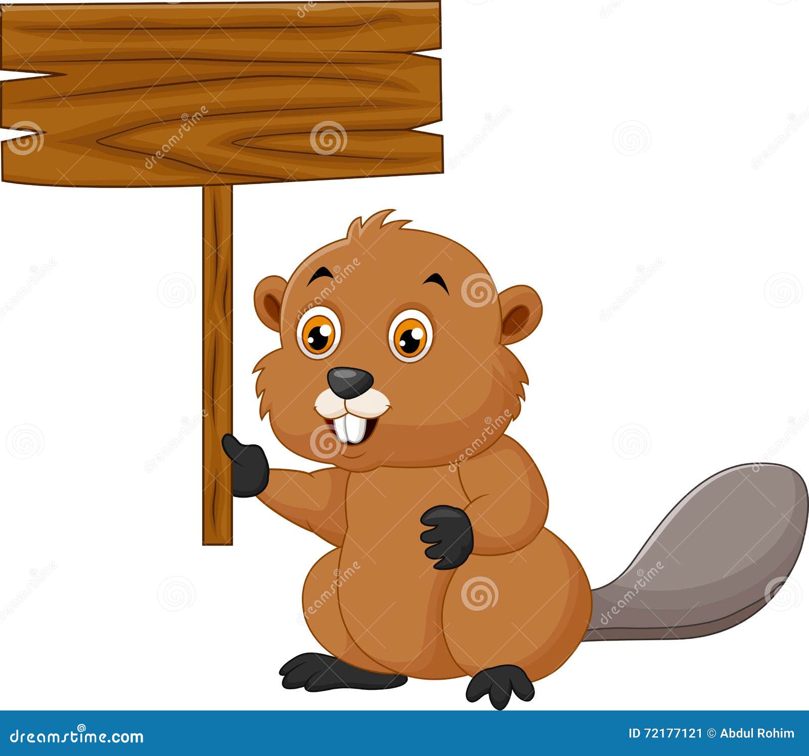 Cartoon Beaver Holding Blank Sign Stock Vector - Illustration of winter ...