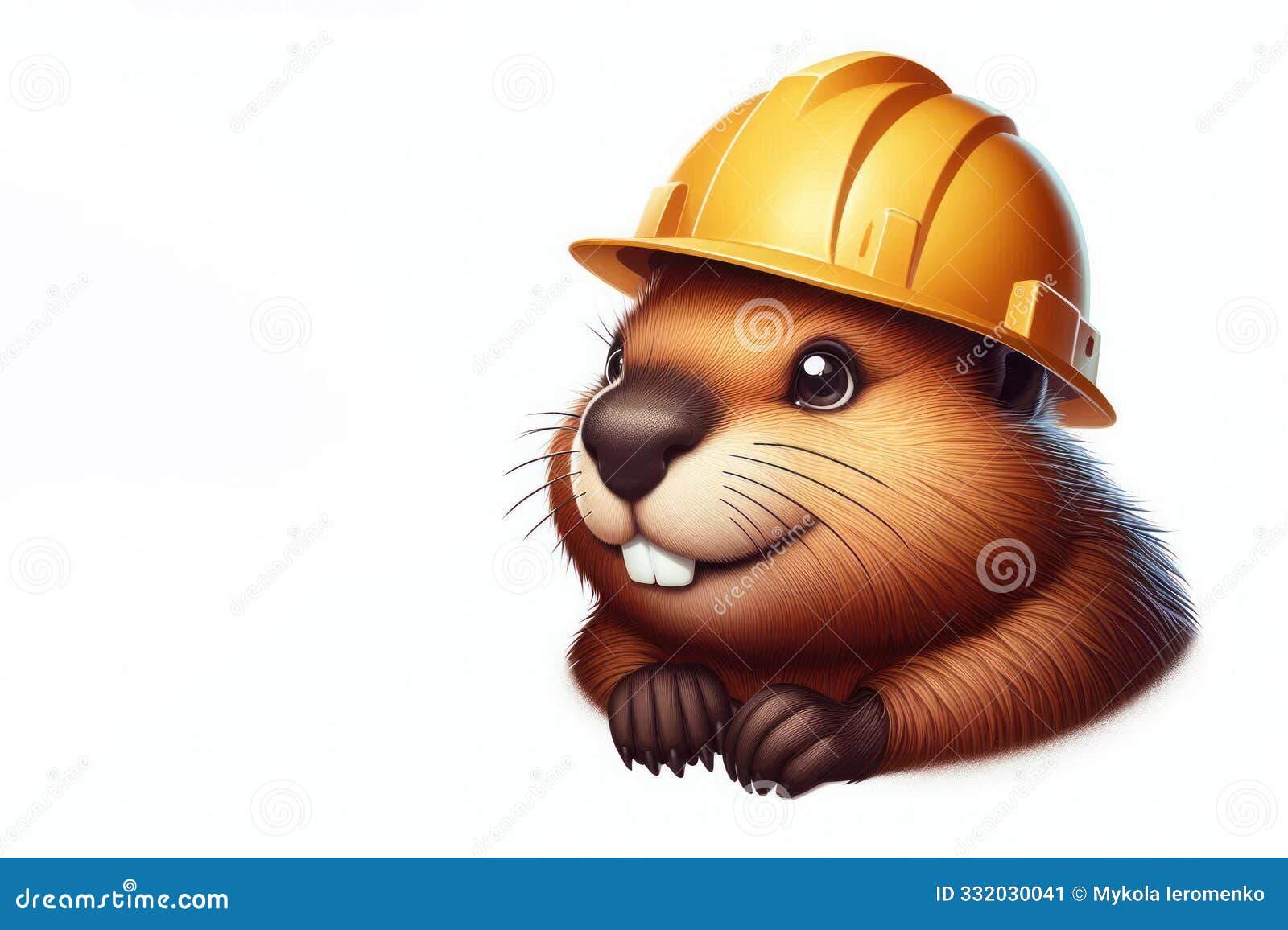 Cartoon Beaver in a Protective Helmet. Space for Text. Stock ...