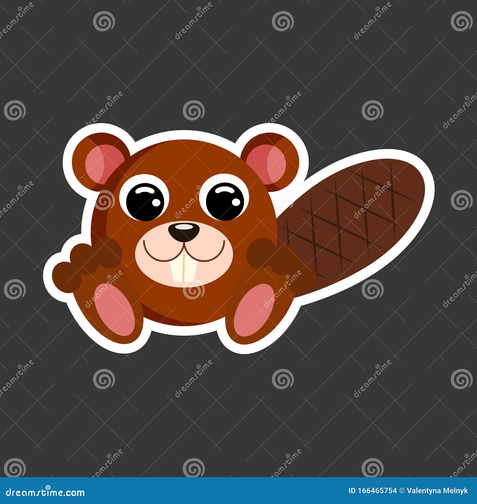 Cartoon Beaver Sticker Vector Illustration Stock Vector - Illustration ...