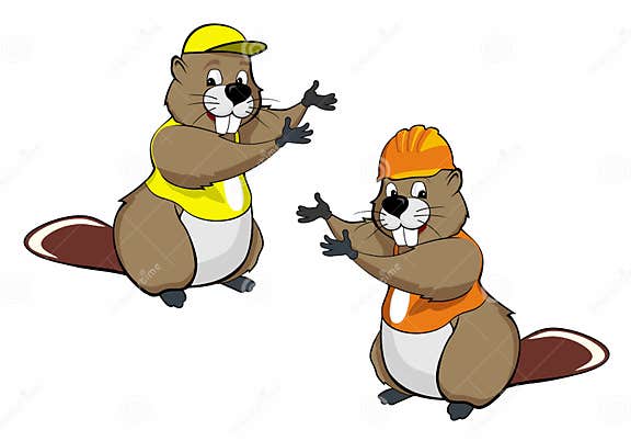 Cartoon beavers two stock vector. Illustration of looking - 14293656