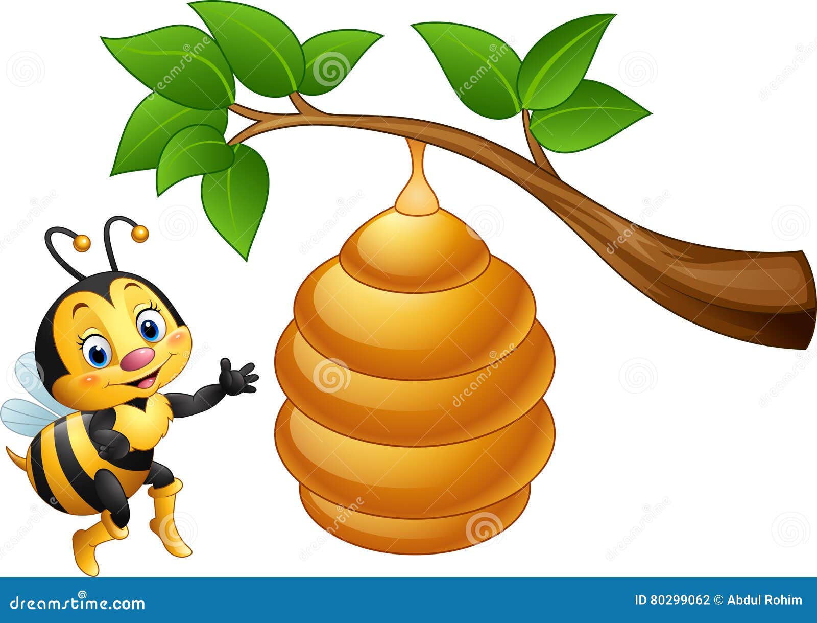 Cartoon bee and a beehive stock vector. Illustration of insect - 80299062
