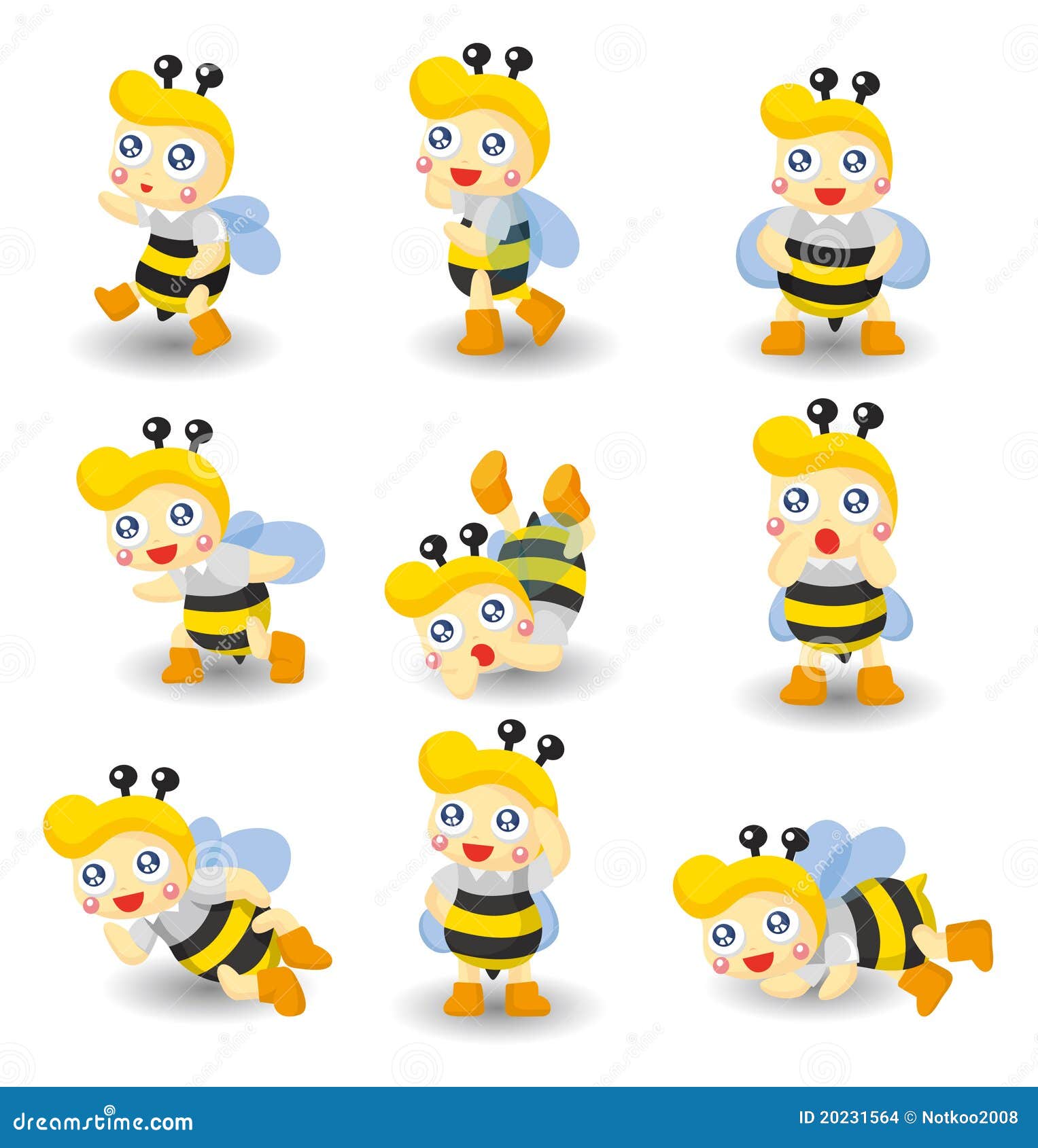 Cartoon Bee Boy Icon Set Stock Illustrations – 101 Cartoon Bee Boy Icon ...