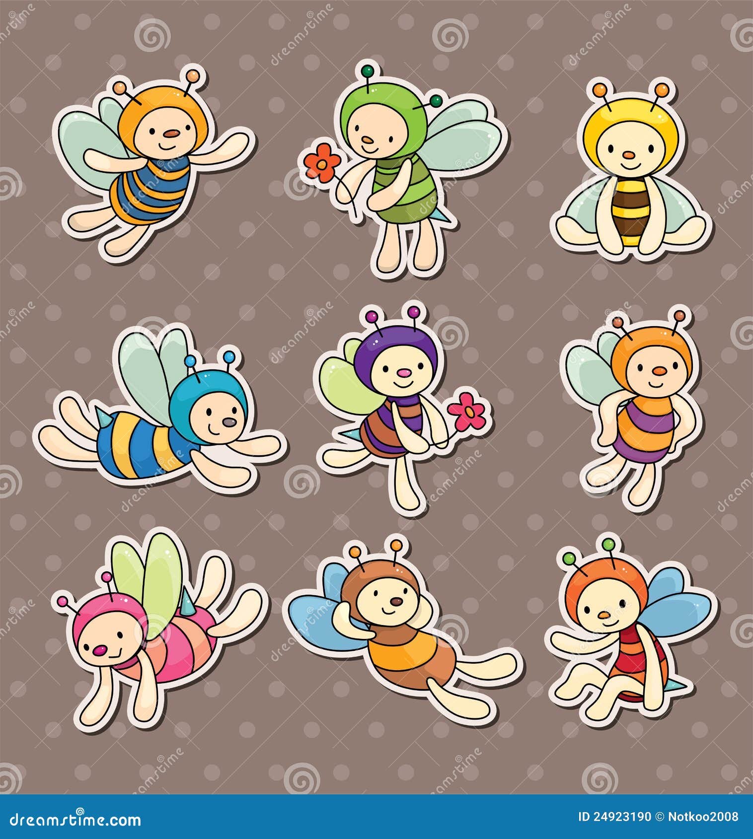 Cartoon bee boy stickers stock vector. Illustration of color - 24923190