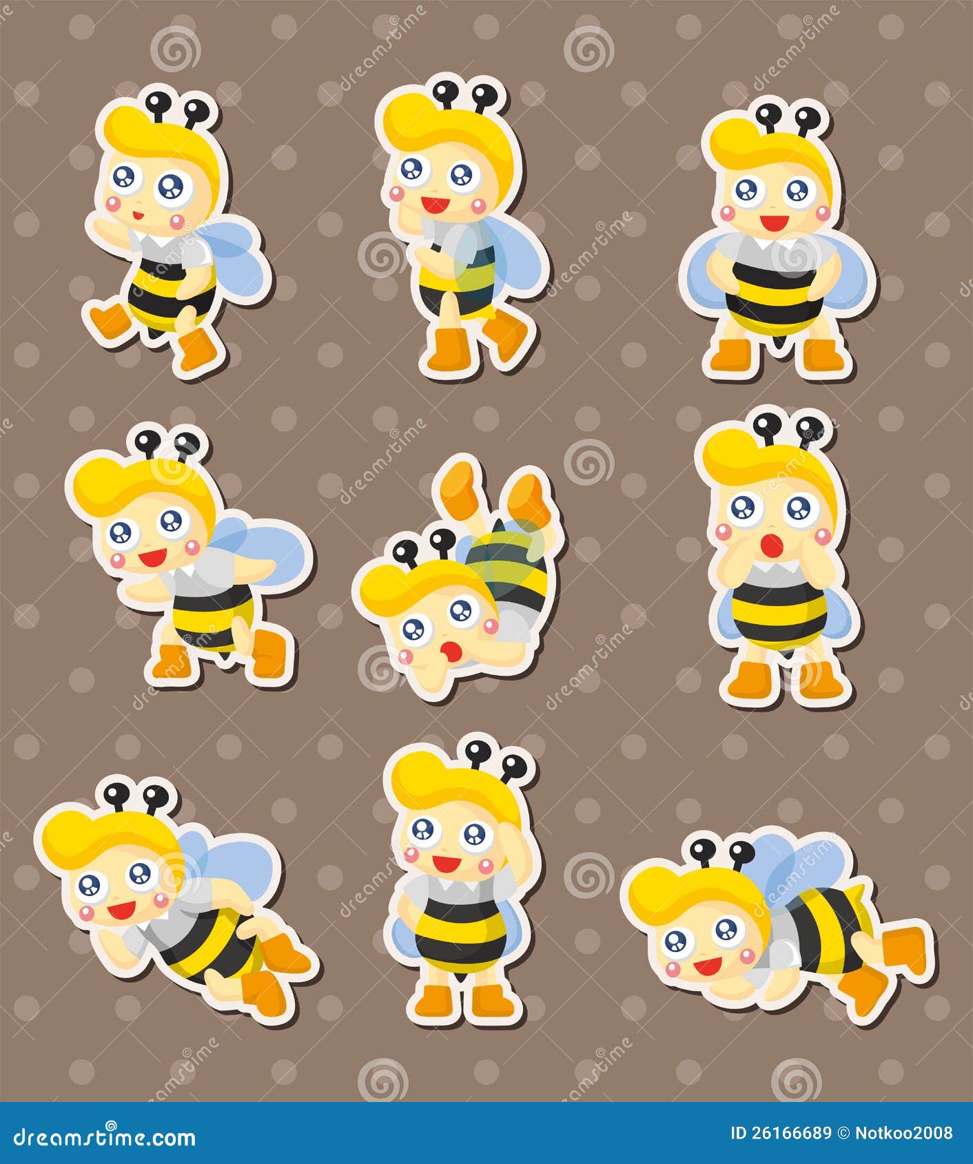 Cartoon bee boy stickers stock vector. Illustration of funny - 26166689