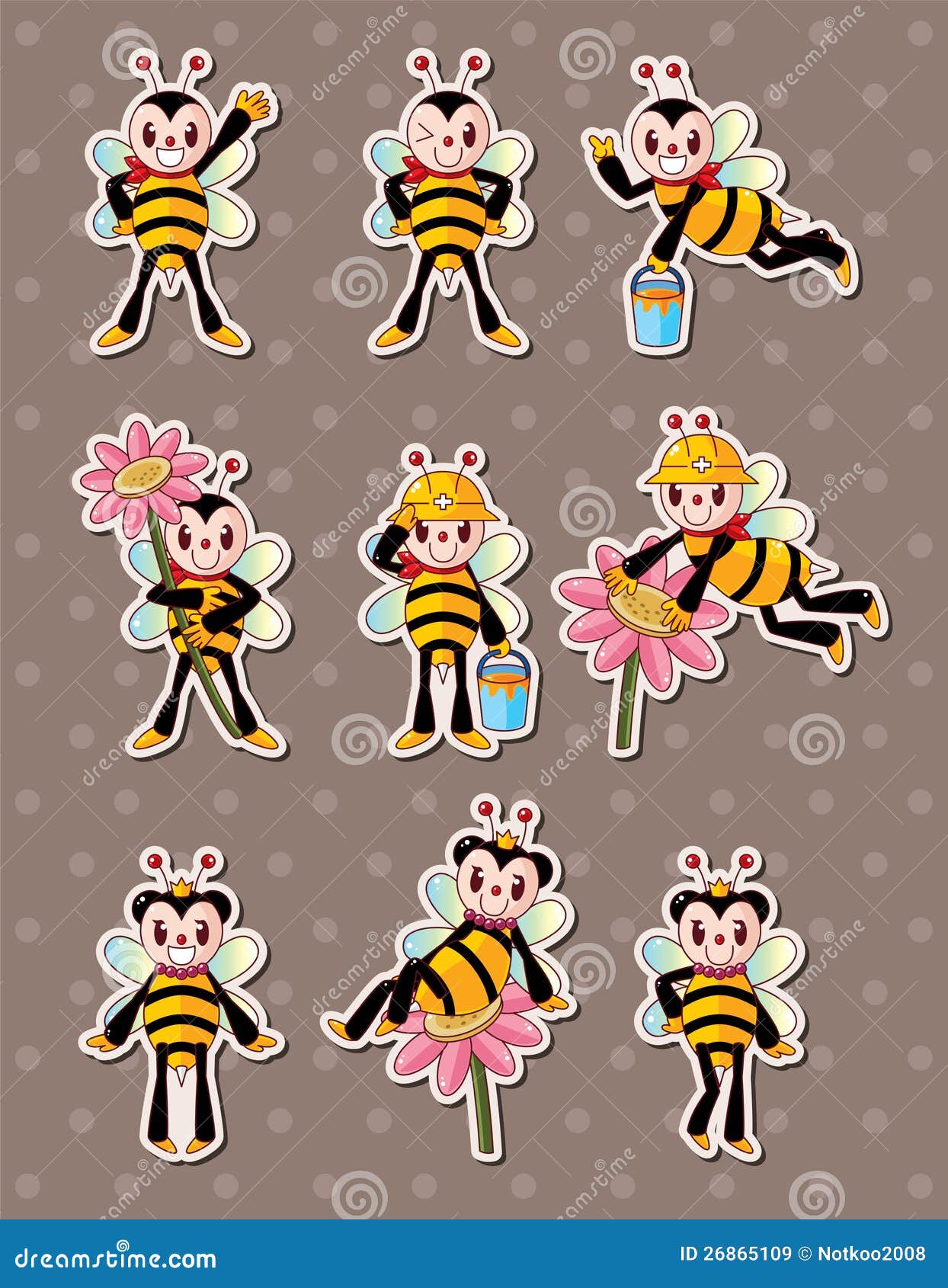 Cartoon bee boy stickers stock vector. Illustration of isolated - 26865109