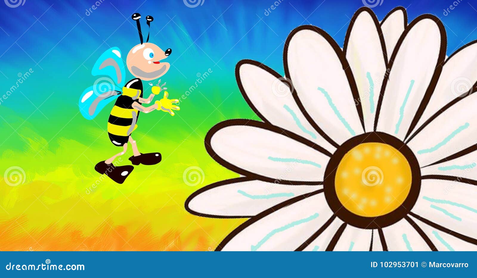 Cartoon bee and flower stock video. Video of seeding - 102953701