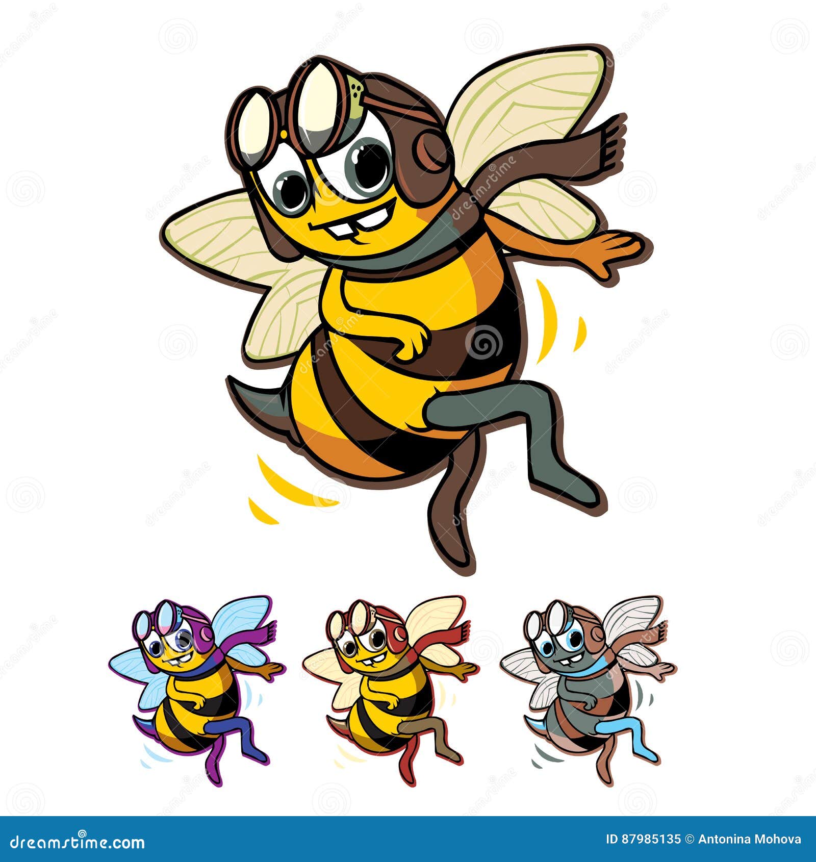 Brown Aviator Hat With Goggles Isolated On White Vector Illustration ...