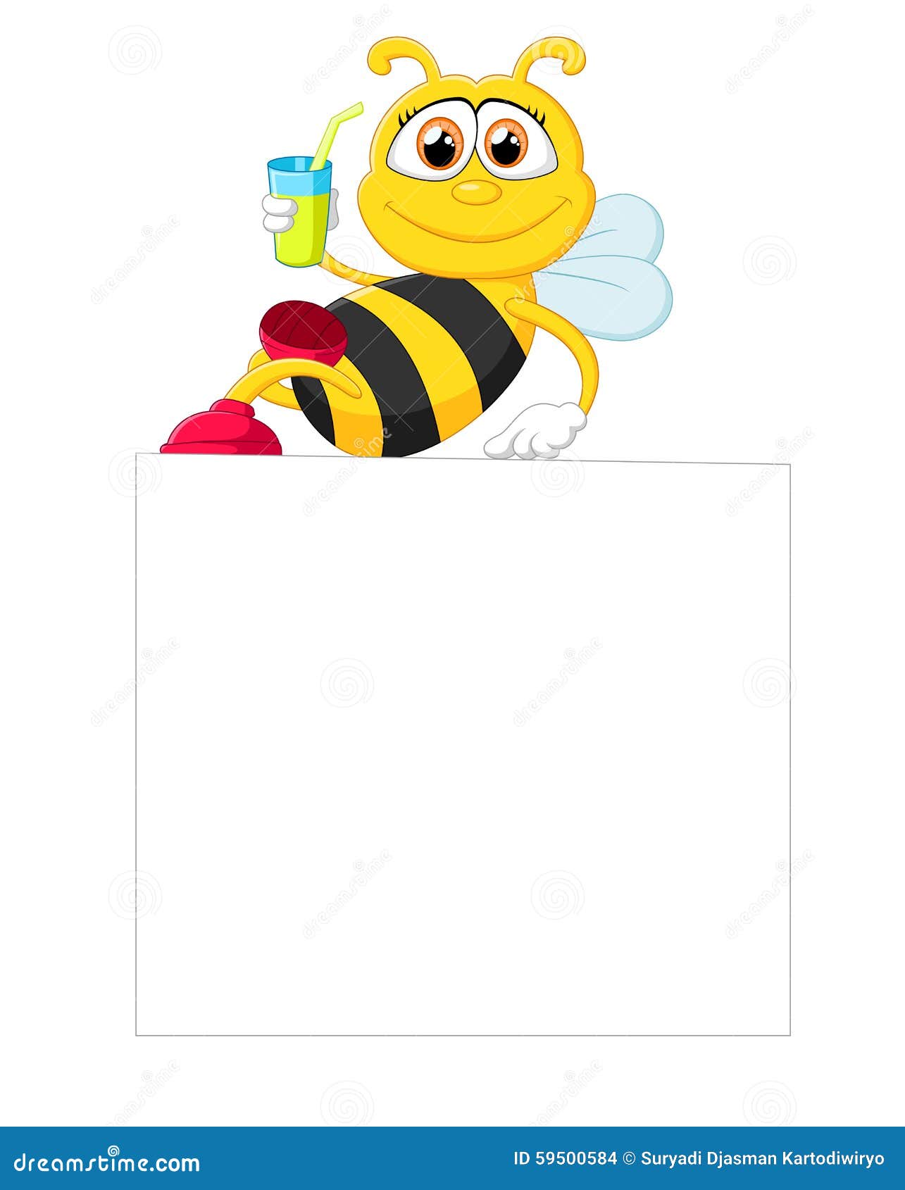Cartoon Bee Holding Blank Sign Stock Vector - Illustration of insect ...
