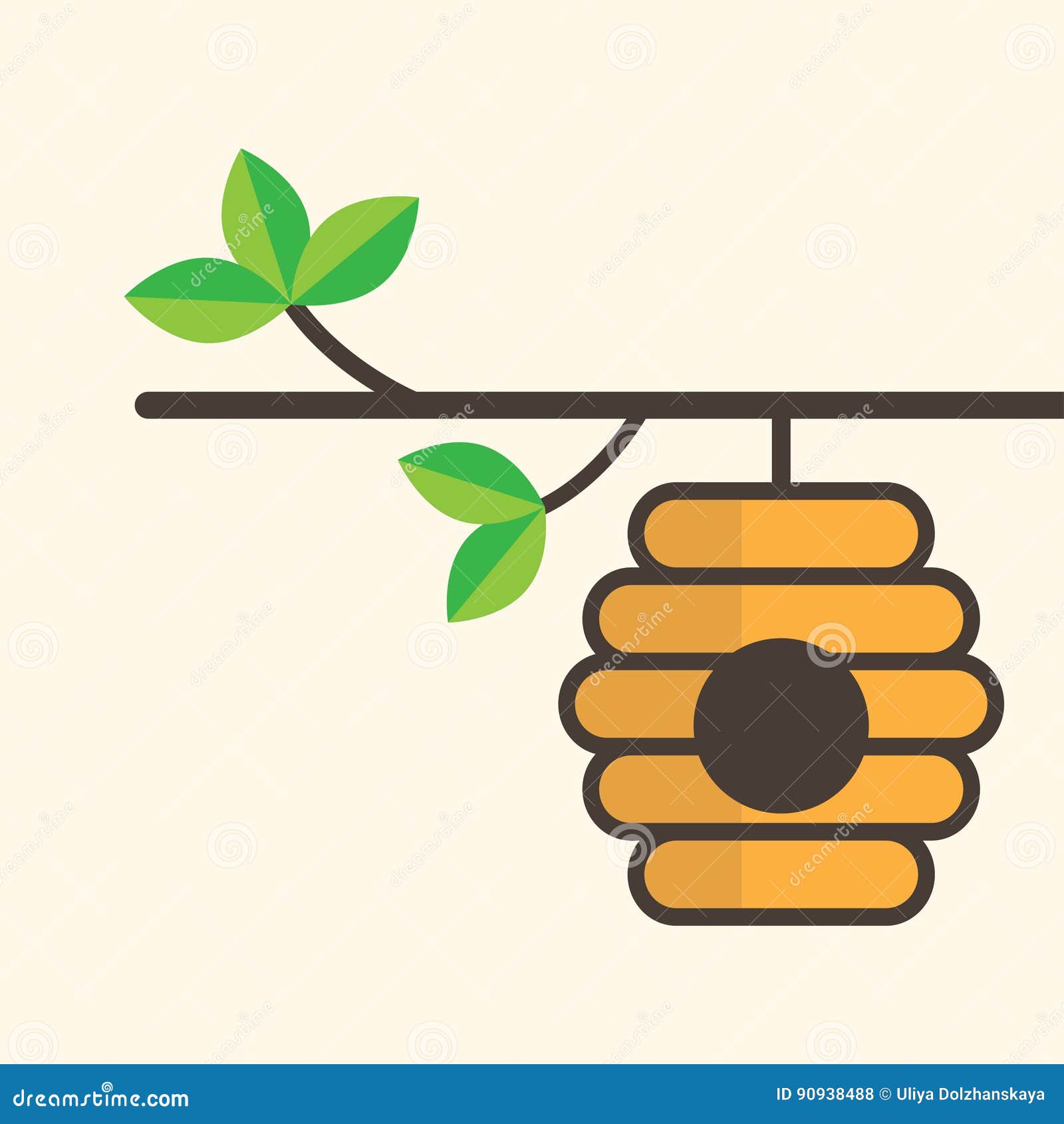 Cartoon Bee House on a Branch Stock Vector - Illustration of cute ...