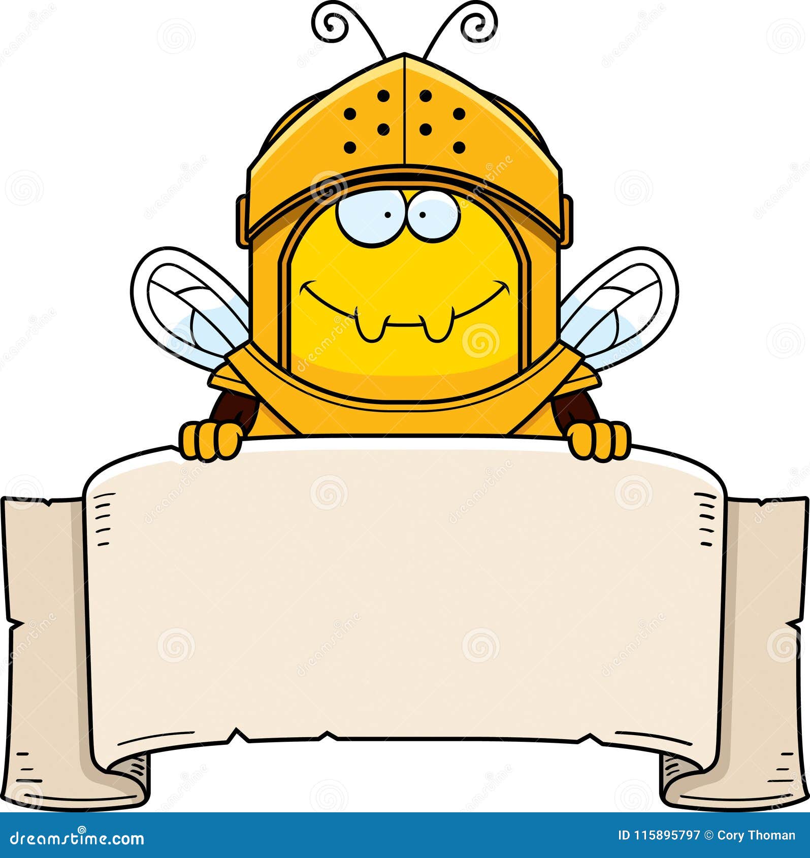 Cartoon Bee Knight Banner stock vector. Illustration of happy - 115895797