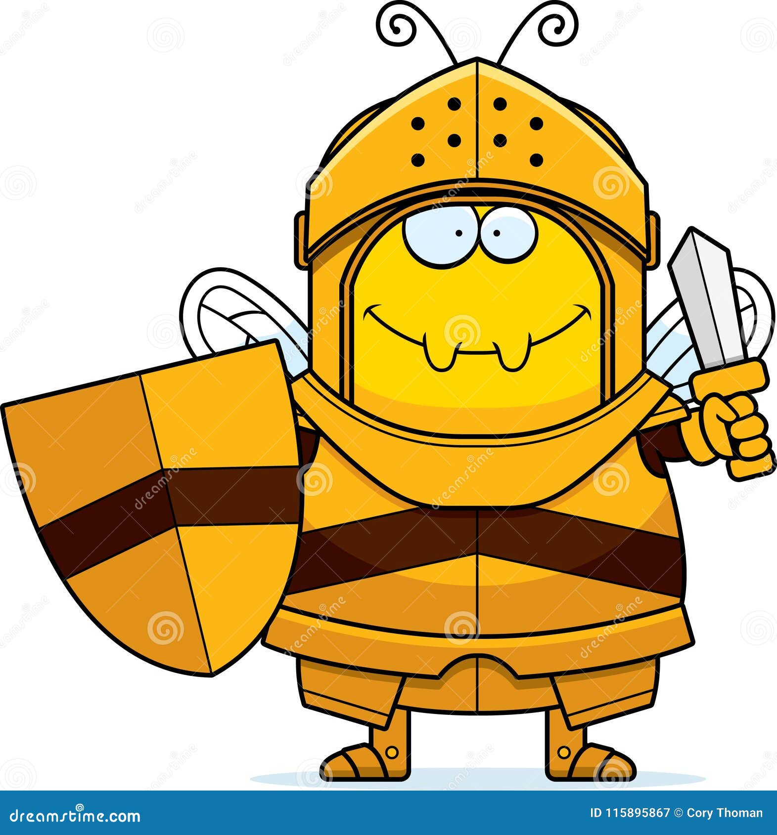 Cartoon Bee Knight Sword stock vector. Illustration of helmet - 115895867