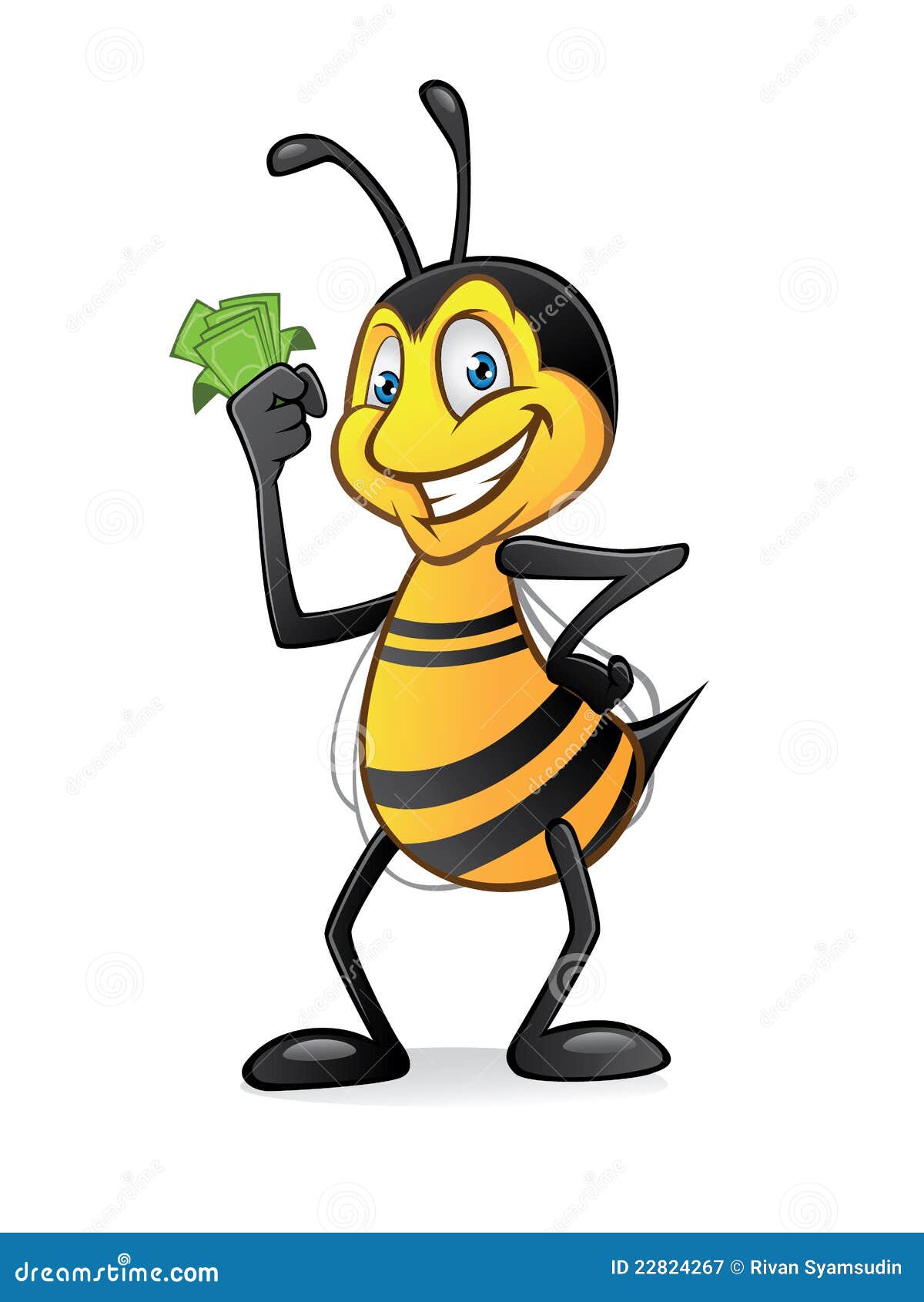 Cartoon bee with money stock vector. Illustration of animation - 22824267