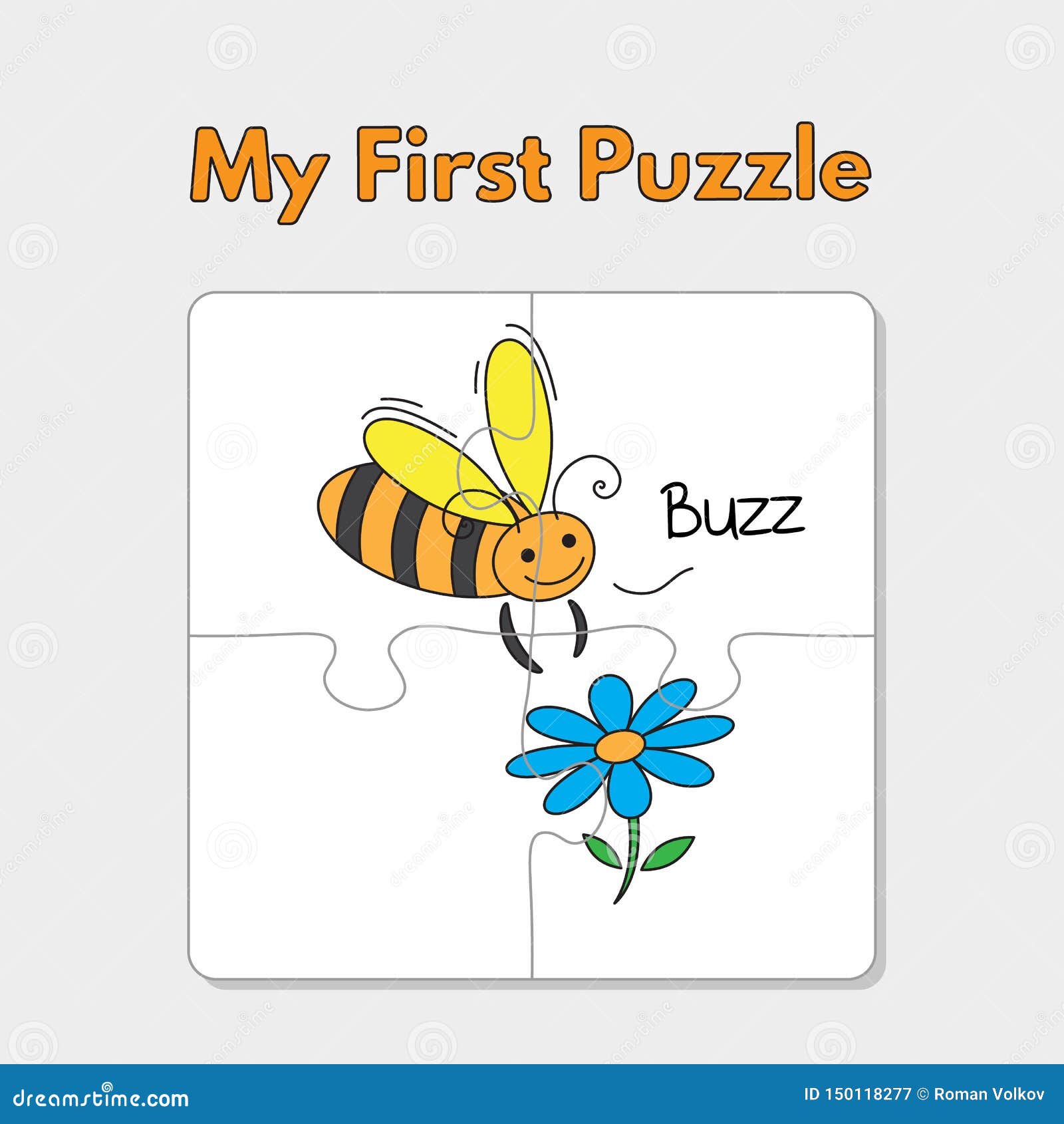 Cartoon Bee Puzzle Template for Children Stock Vector - Illustration of ...