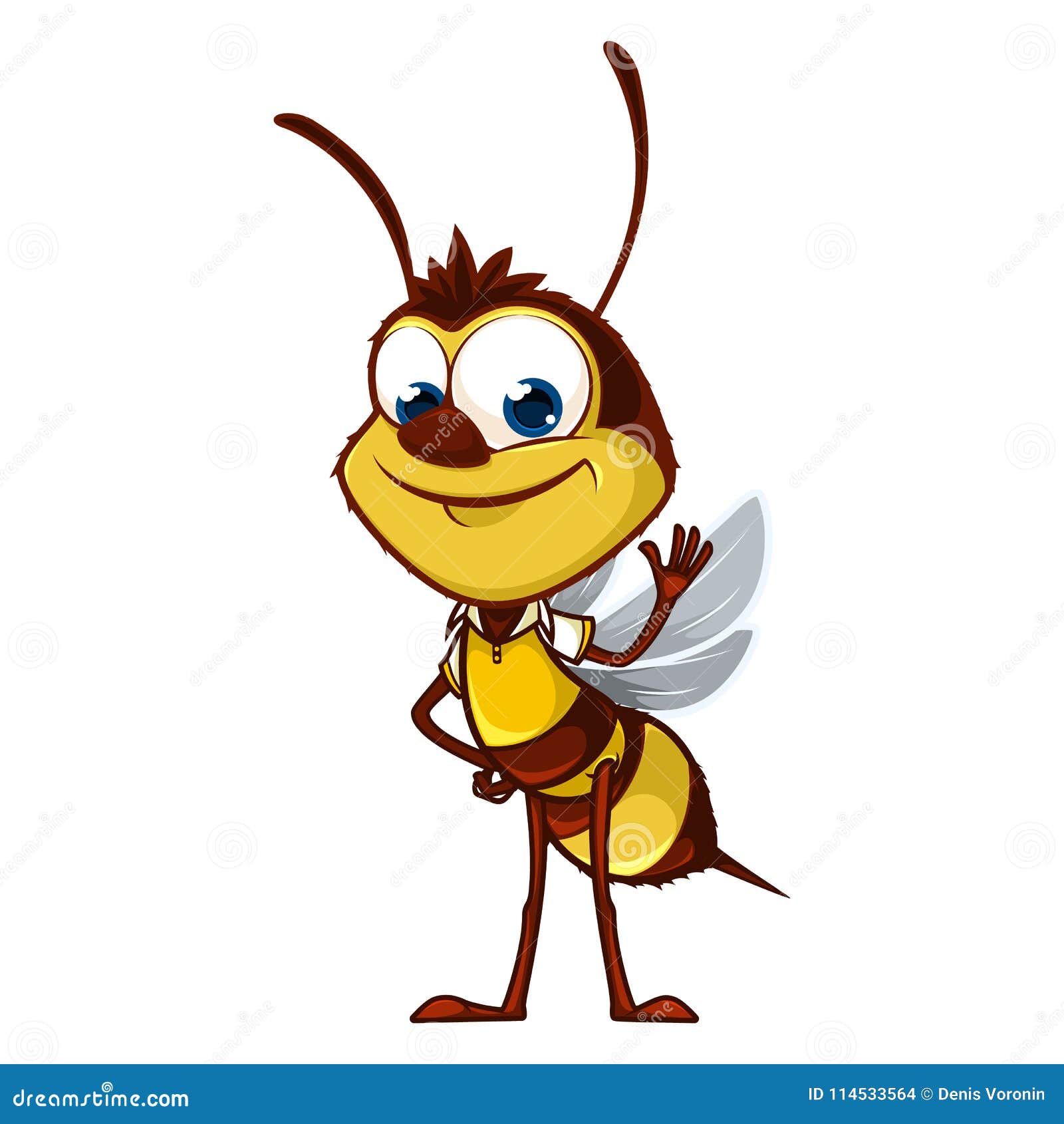 Cartoon bee says hi stock vector. Illustration of mascot - 114533564