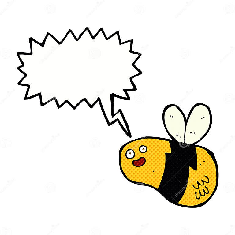 Cartoon Bee with Speech Bubble Stock Illustration - Illustration of ...