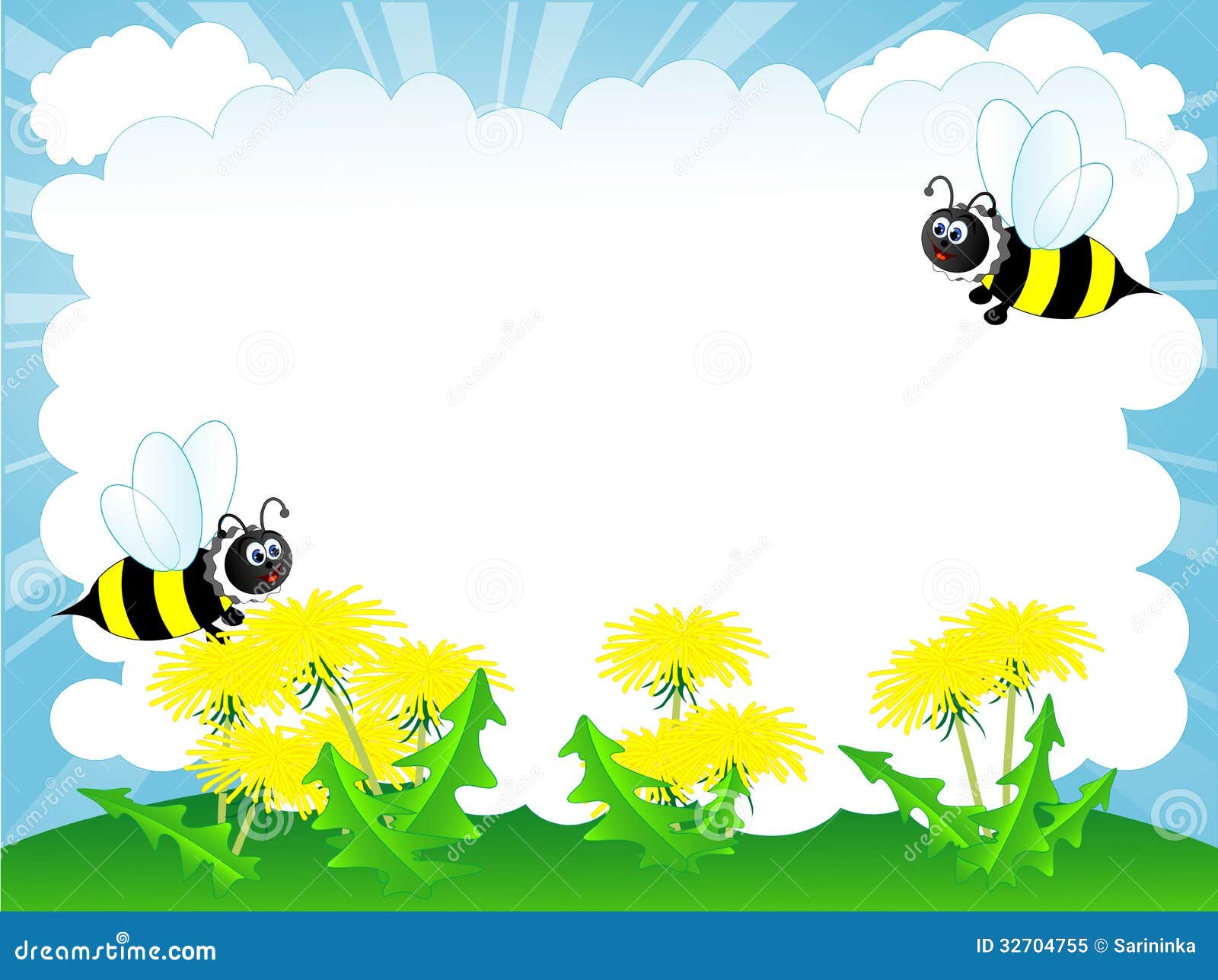 Cartoon bee stock vector. Illustration of bloom, cloudscape - 32704755