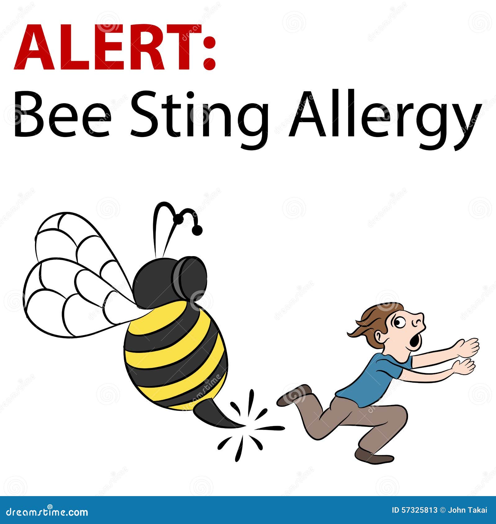 Cartoon Bee Stinging Man stock vector. Illustration of clipart - 57325813
