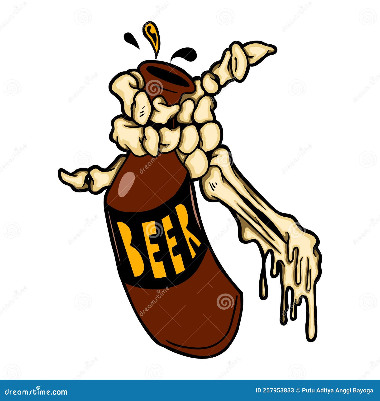 Cartoon beer forever stock vector. Illustration of skeleton - 257953833