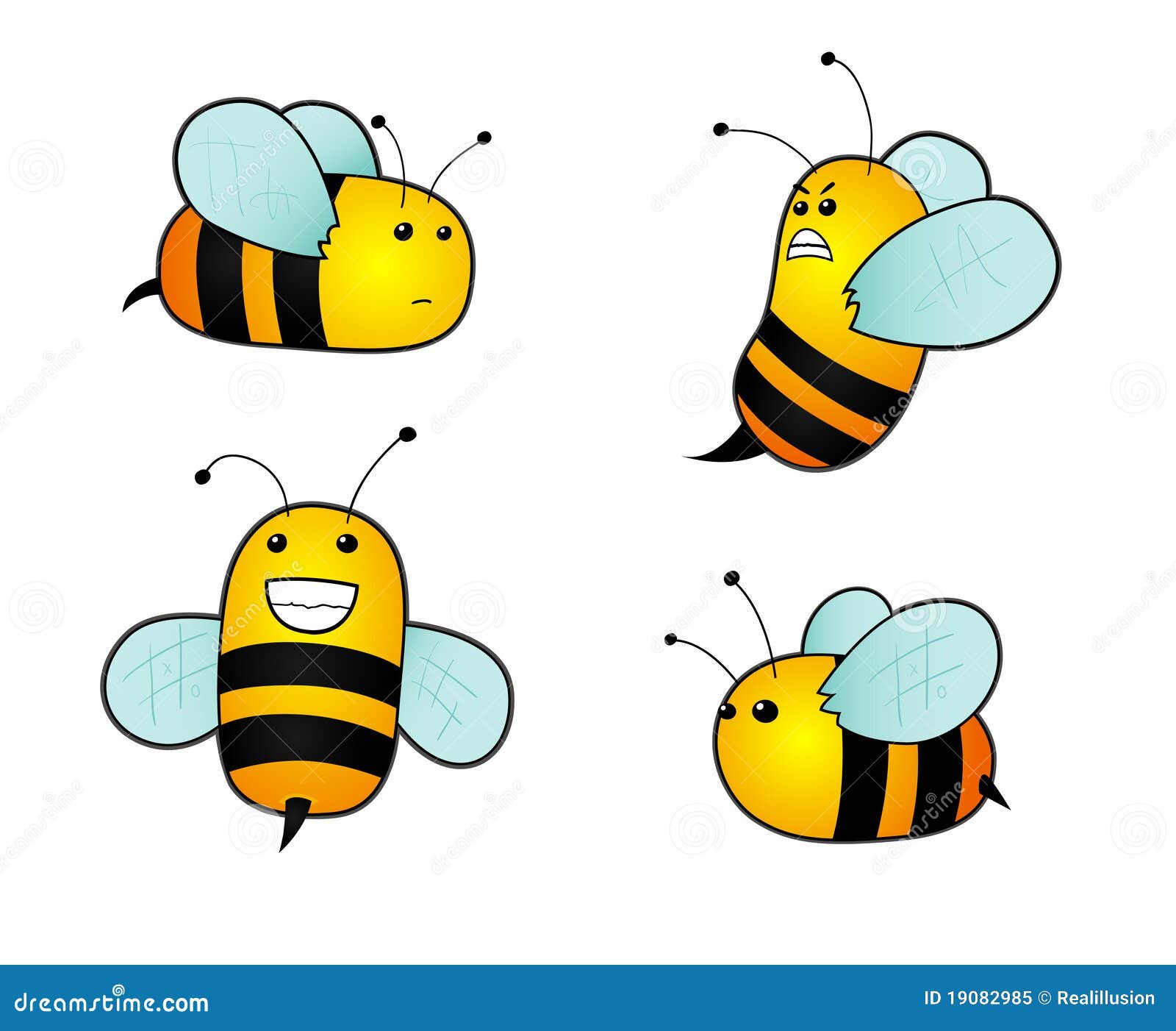 Cartoon bees stock vector. Illustration of honeybee, striped - 19082985