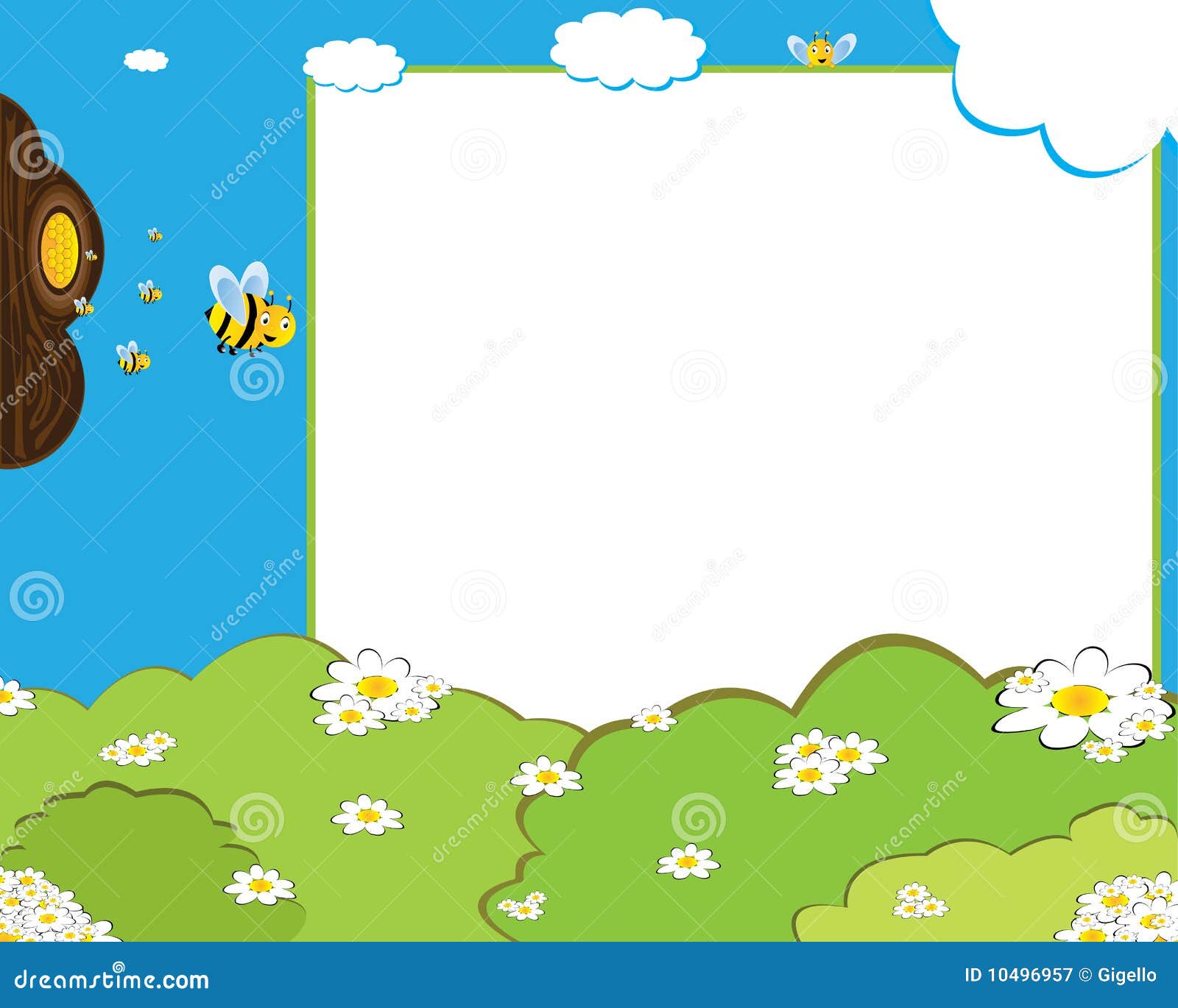 Cartoon bees photo frame stock vector. Illustration of card - 10496957