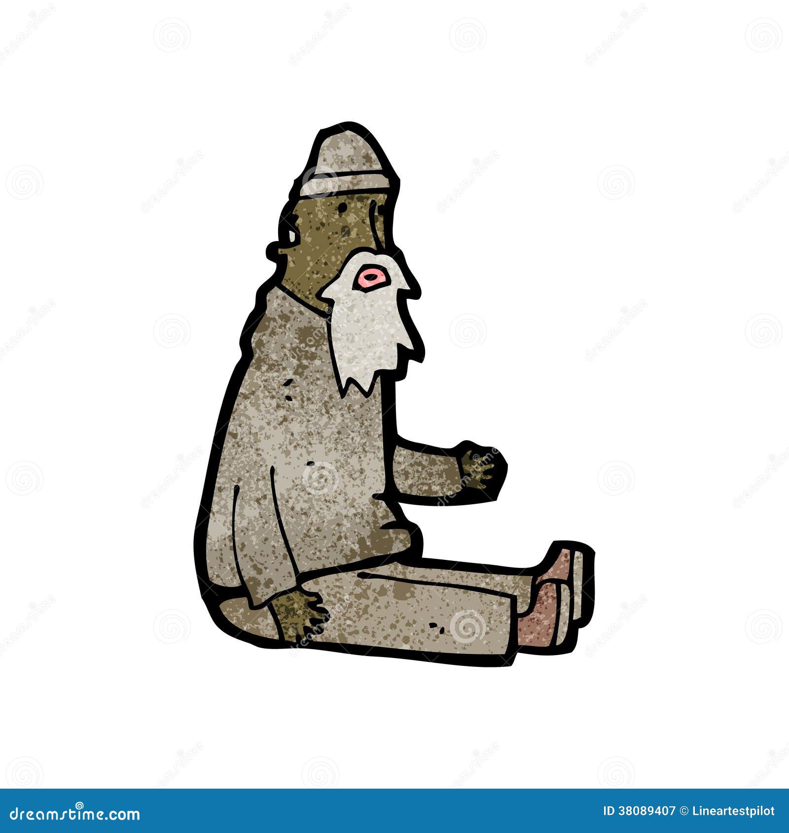 Cartoon beggar stock vector. Illustration of sitting - 38089407