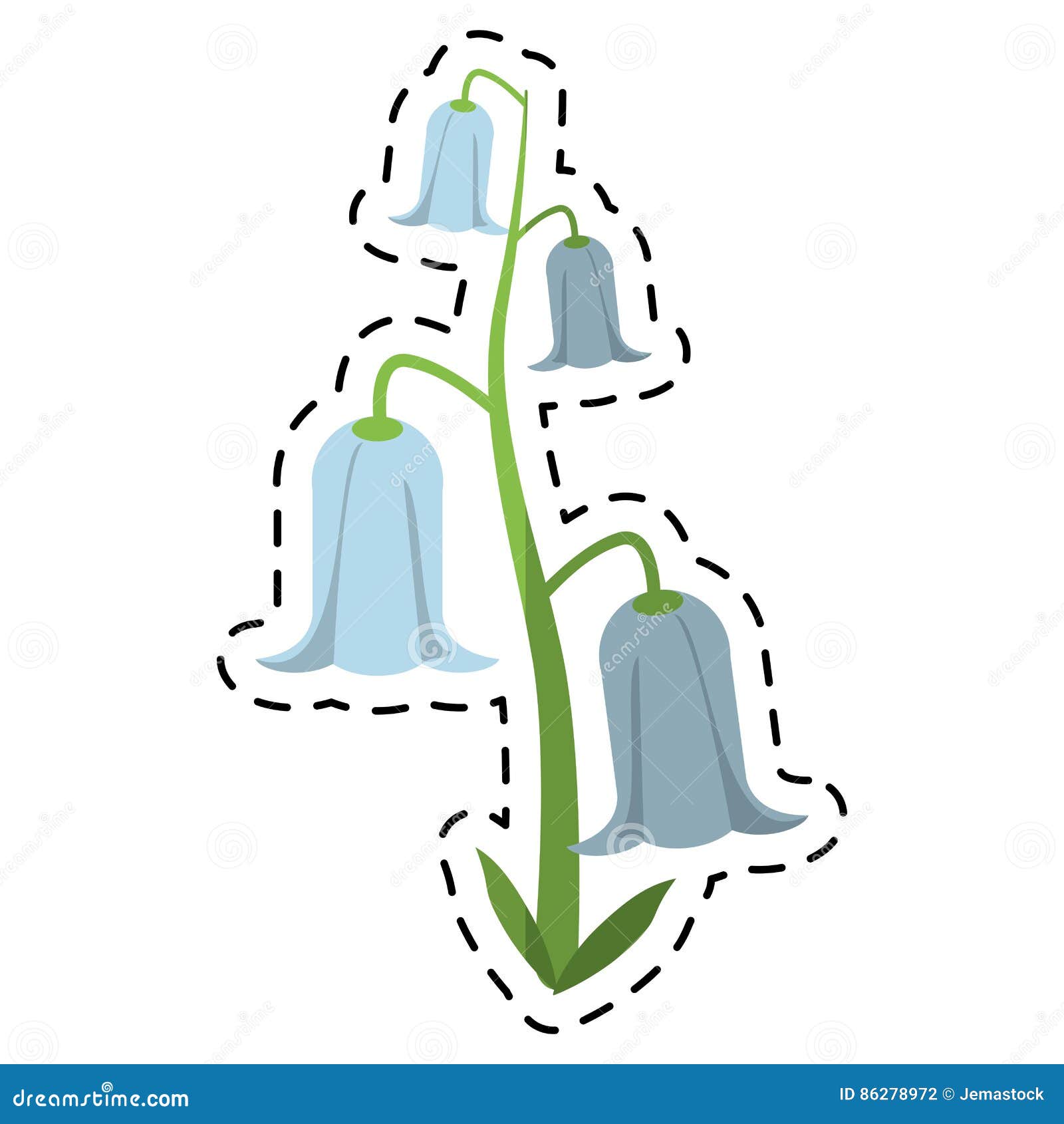 Cartoon Bell Flowers Flora Botany Stock Vector - Illustration of floral ...