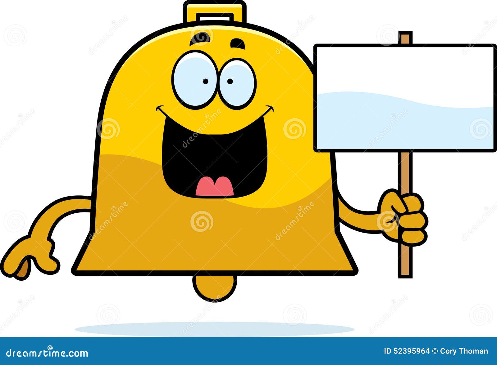 Cartoon Bell Sign stock vector. Illustration of bell - 52395964