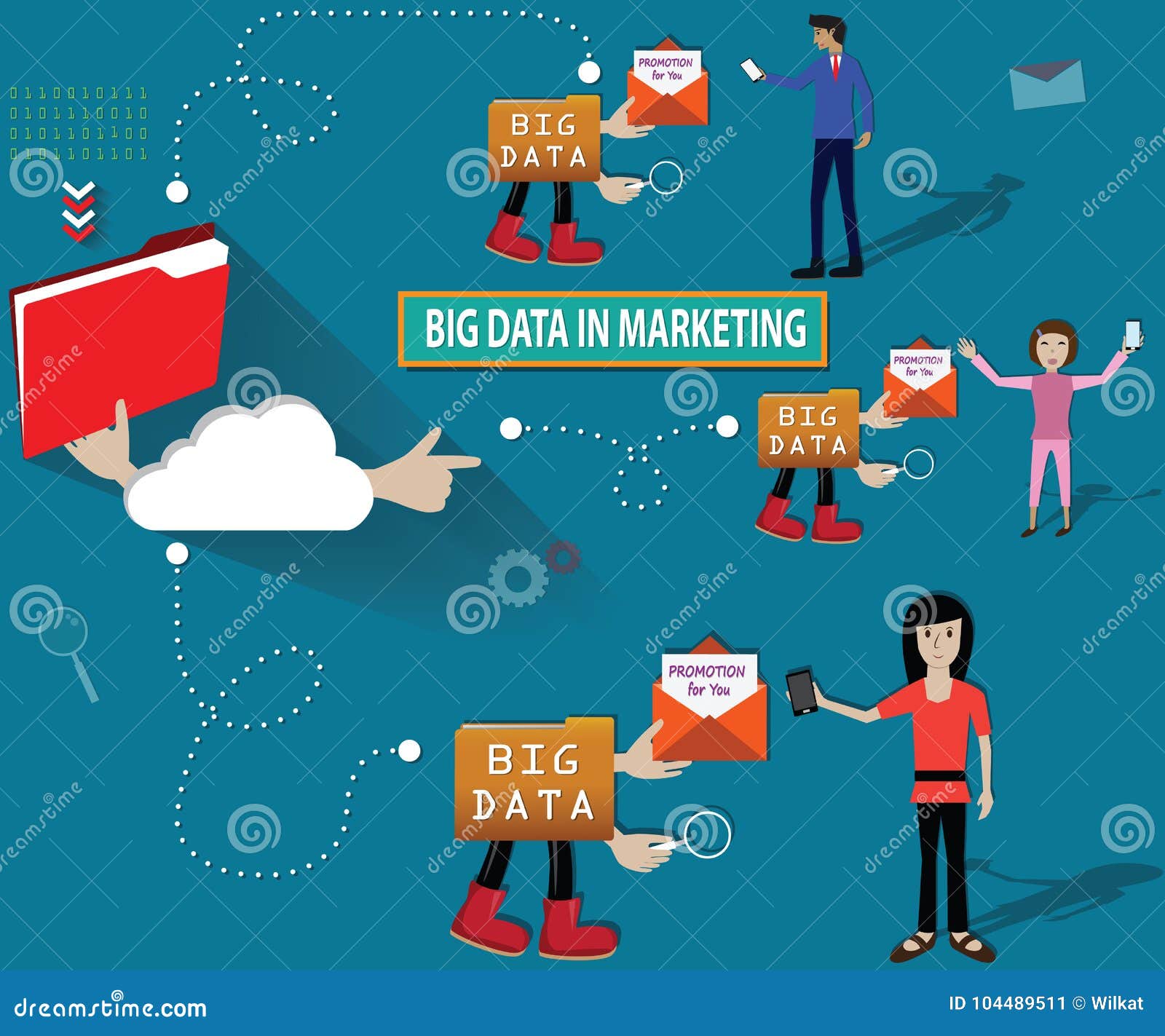 Cartoon Big Data,Promote Shop by Data Analyze, E-commerce - Vector ...