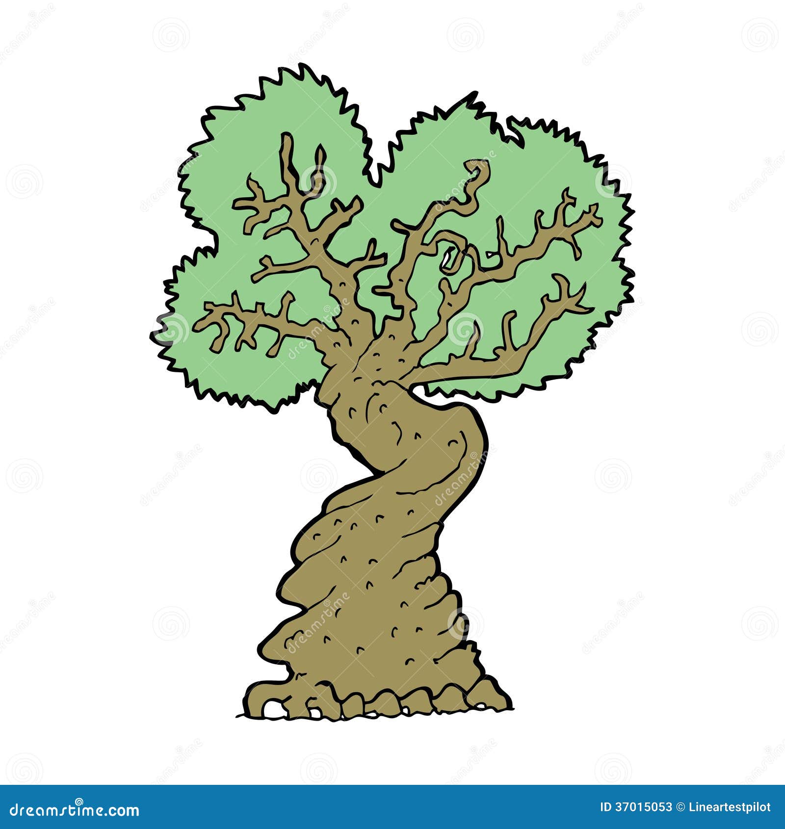 Cartoon big old tree stock vector. Illustration of drawing - 37015053