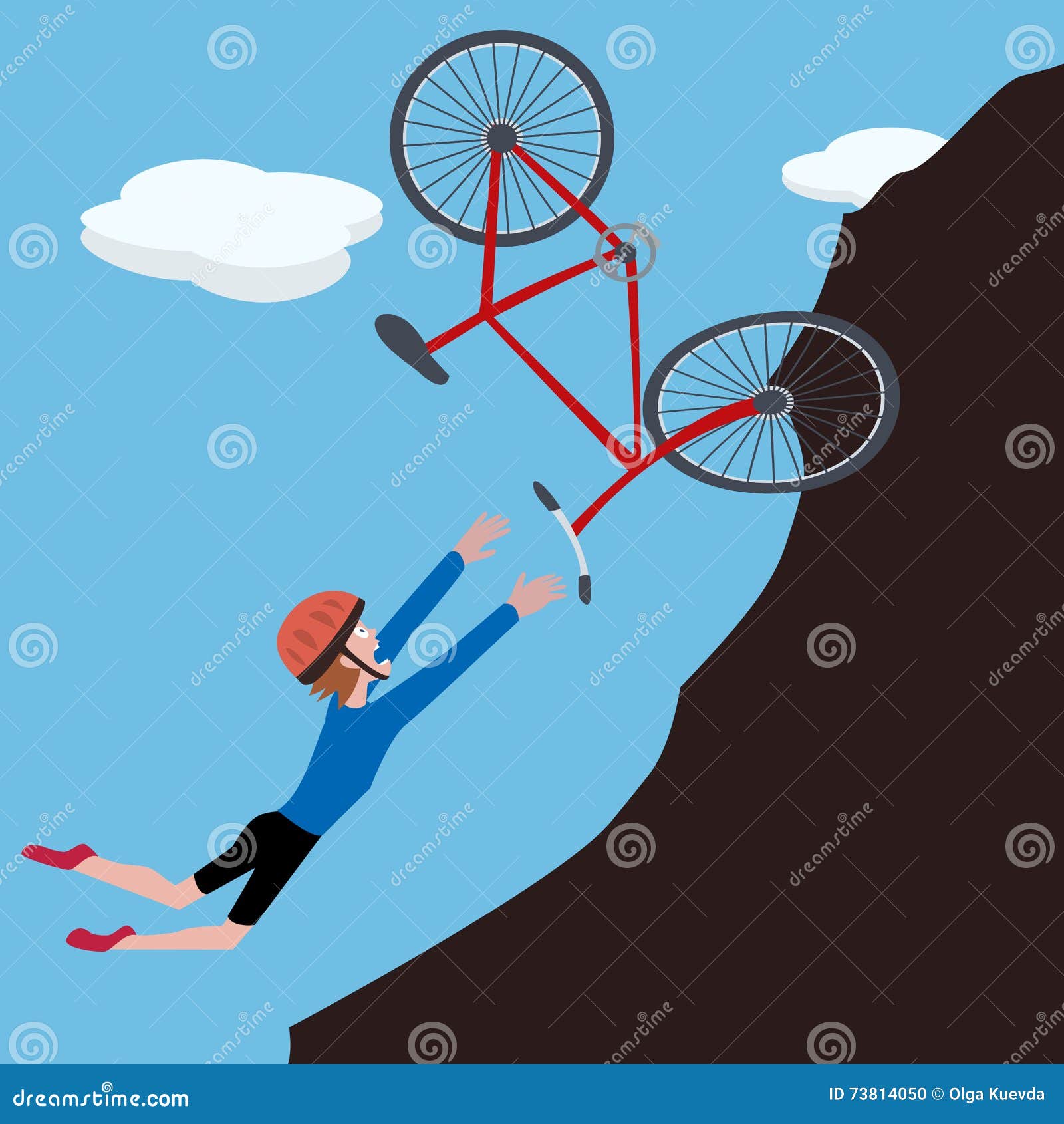 Cartoon Biker Falls on Slope Stock Vector - Illustration of male, hill ...