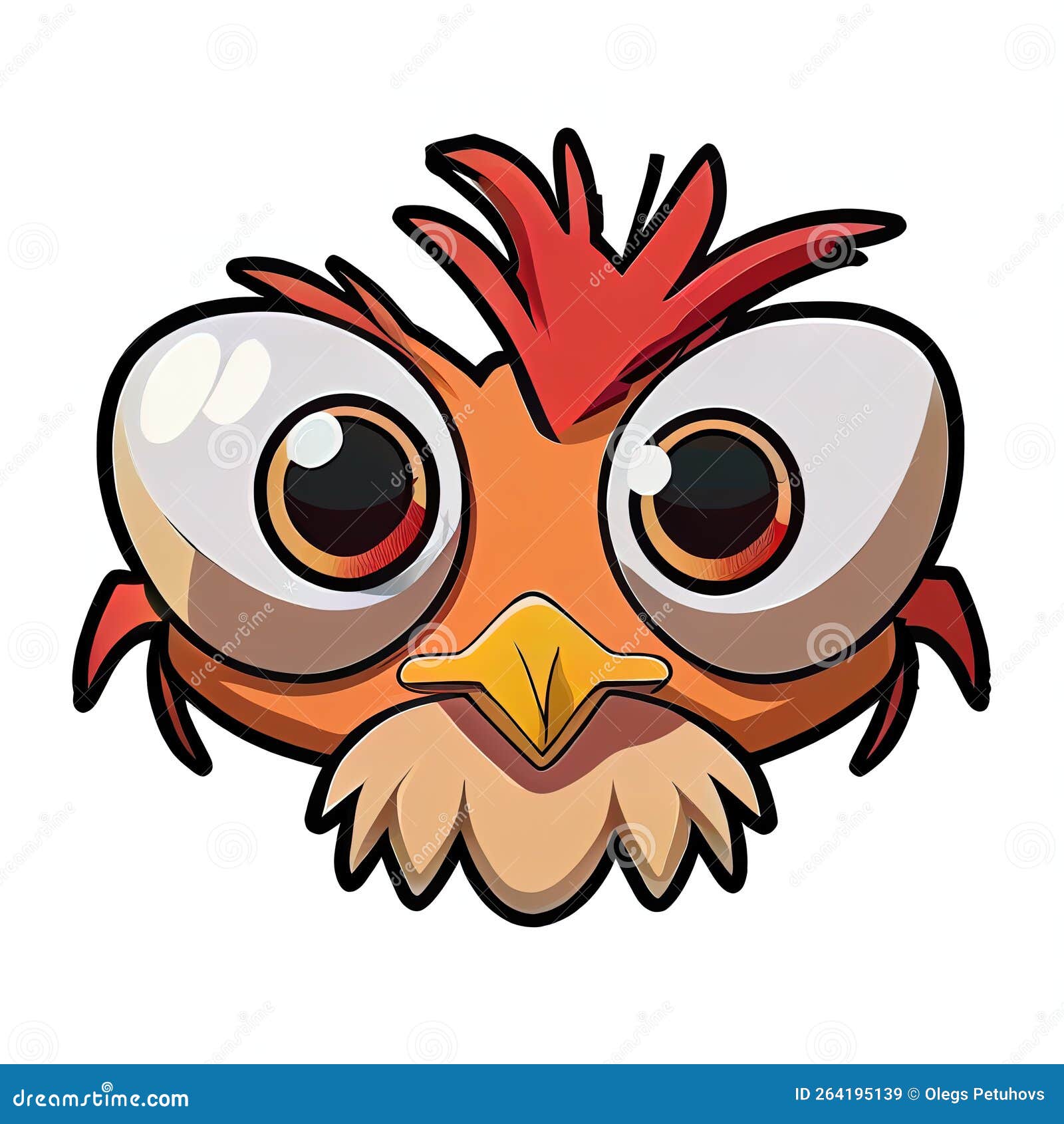 A Cartoon Bird with Big Eyes and a Red Comb on Its Head Stock ...