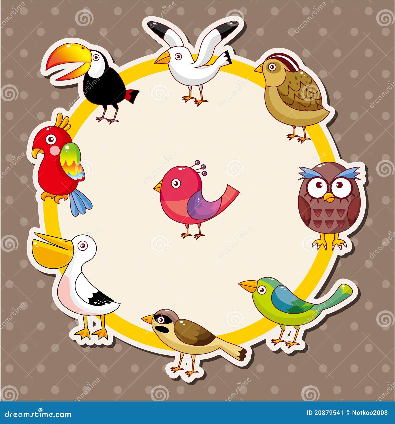 Bird Card Templates With Text Set, Cute Birdies Brochure, Poster ...