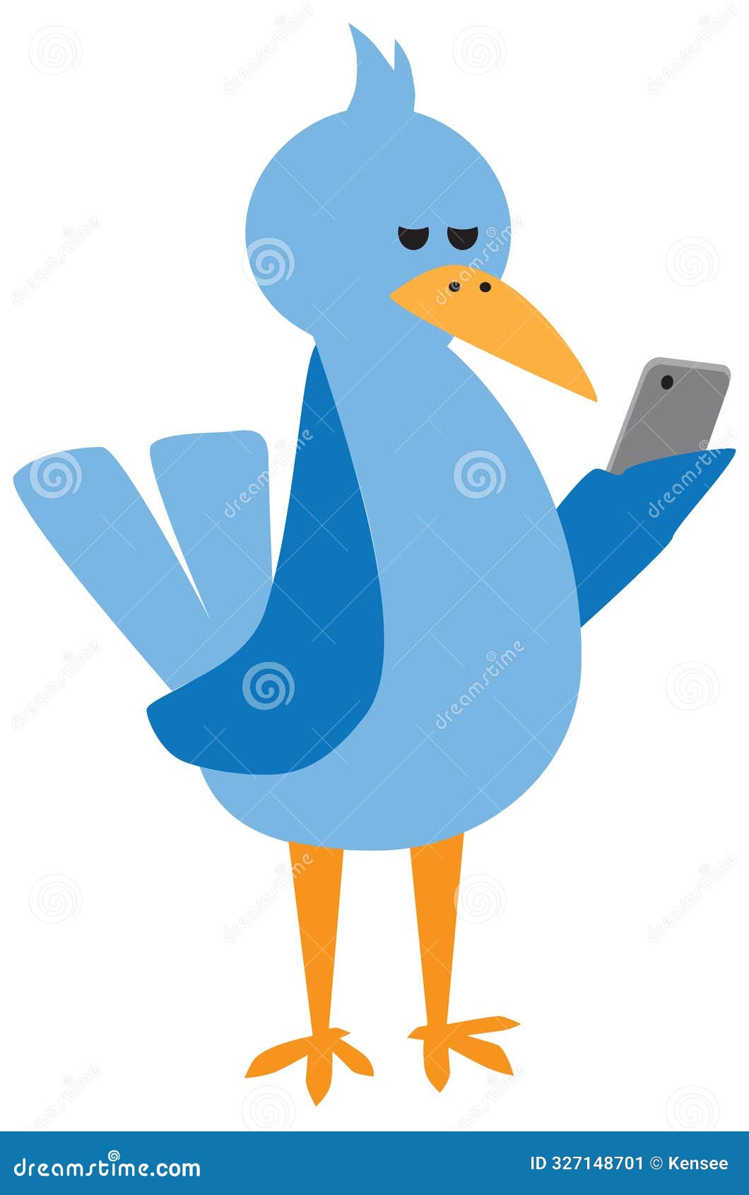 Bird On Phone Vector Illustration | CartoonDealer.com #25451970