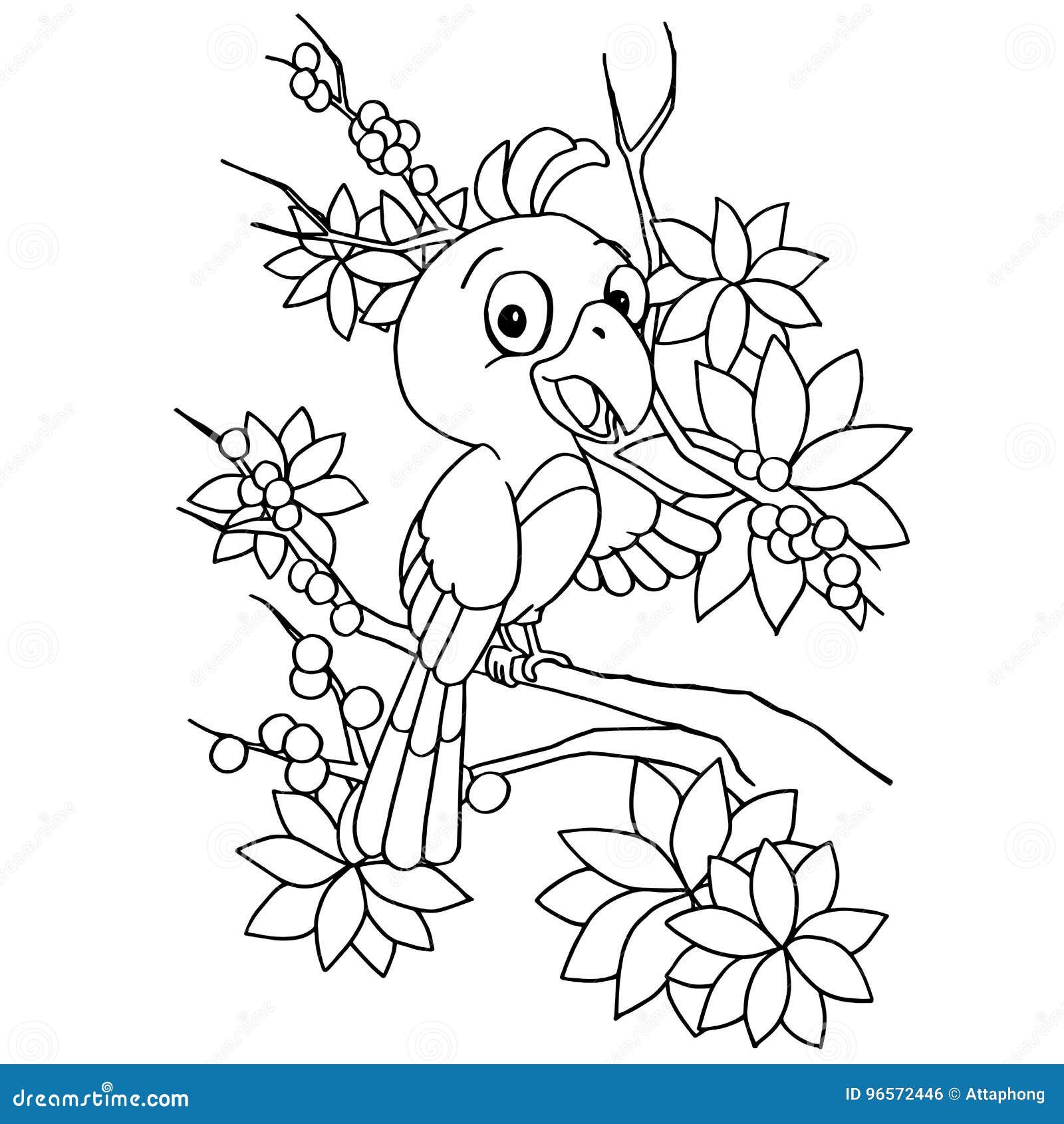 Cartoon Bird Coloring Page Vector Stock Vector - Illustration of ...