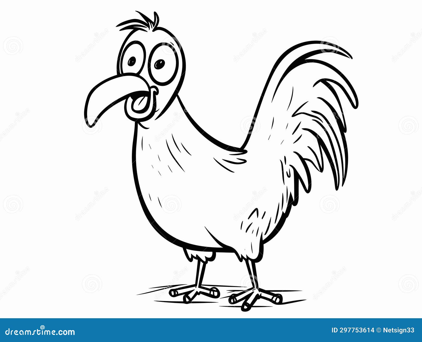 A Cartoon of a Bird - Confused Hen Cartoon Line Art Stock Illustration ...