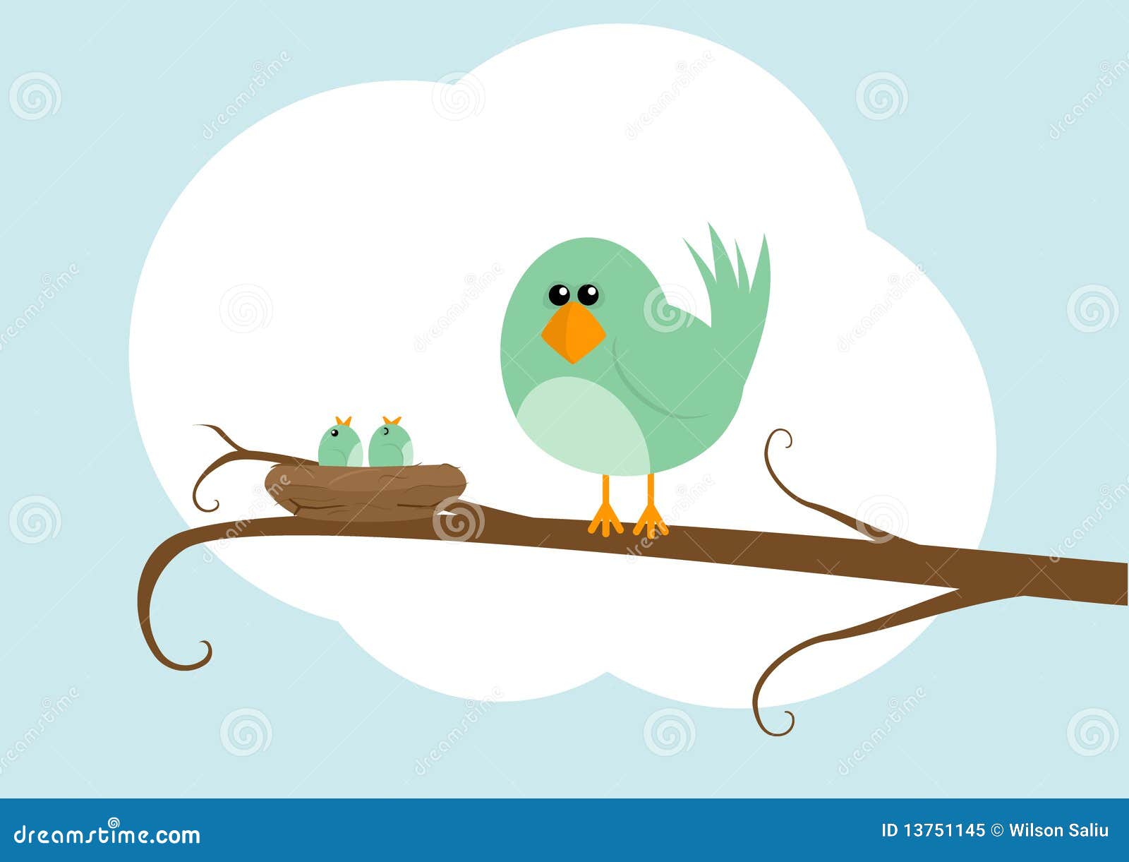Cartoon bird with nest stock illustration. Illustration of standing ...