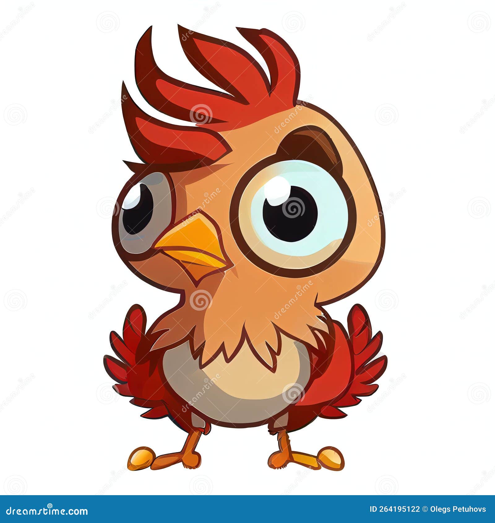 A Cartoon Bird with a Red Mohawk and Big Eyes Stock Illustration ...