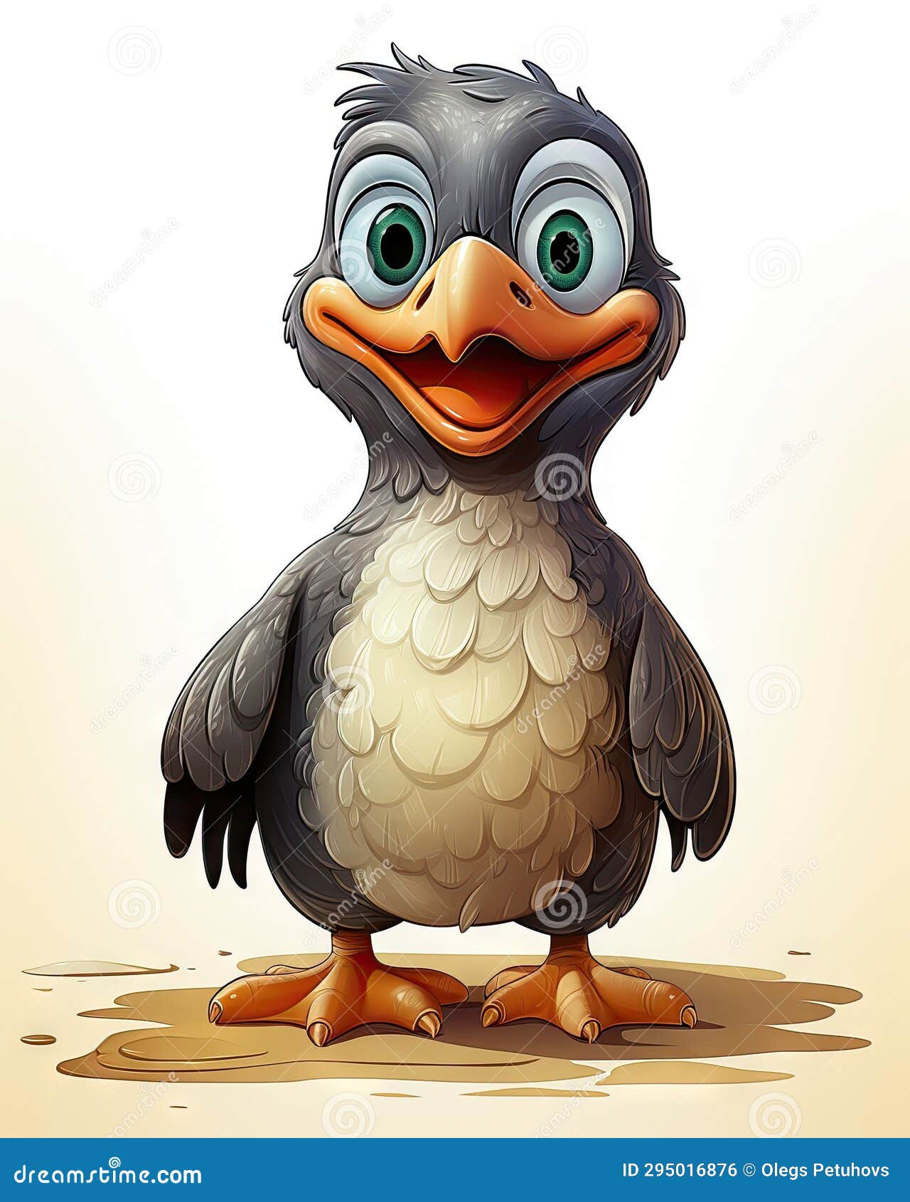 A Cartoon Bird with a Sad Look on Its Face Sitting on the Ground ...