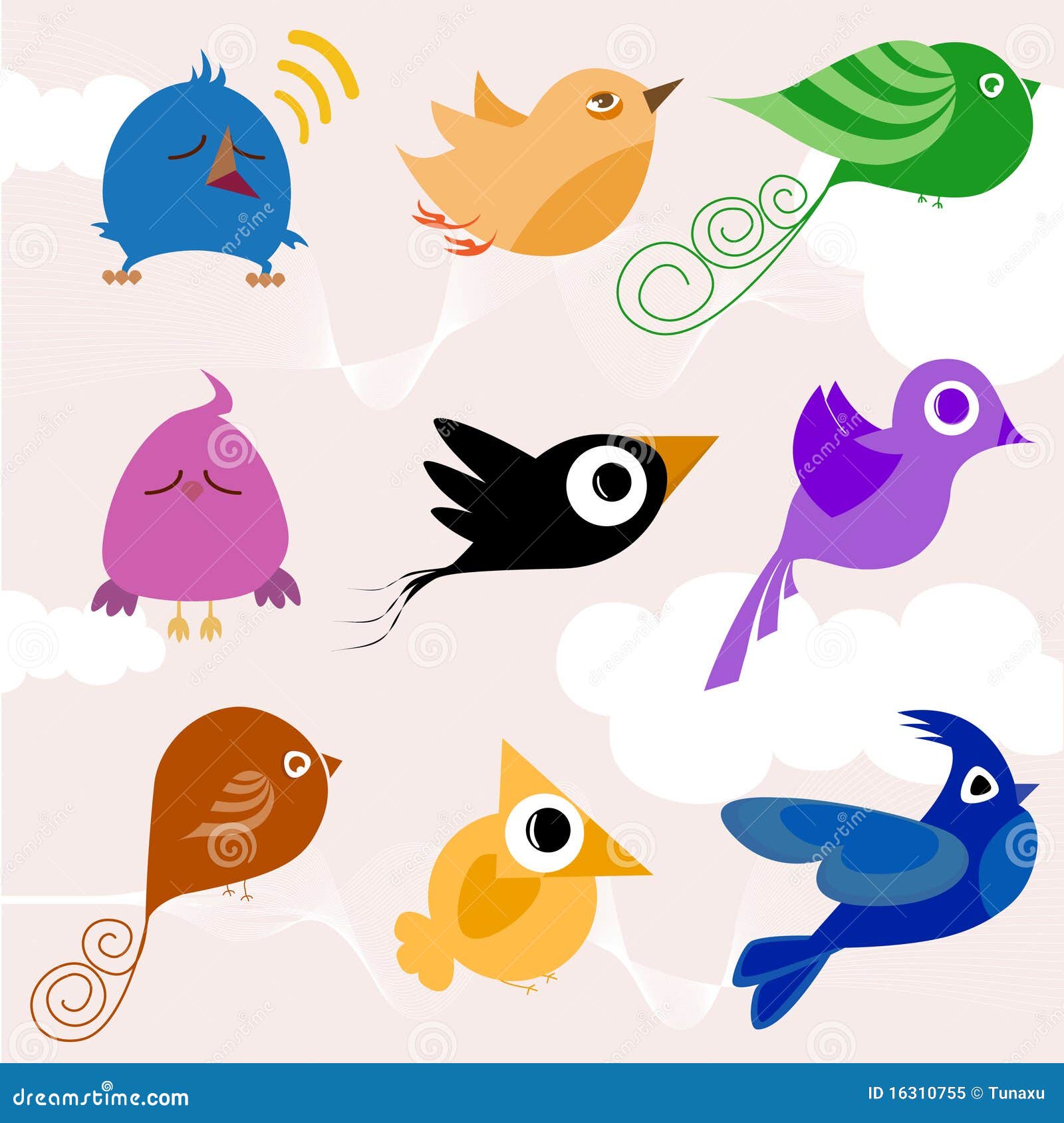 Cartoon bird set stock vector. Illustration of animal - 16310755